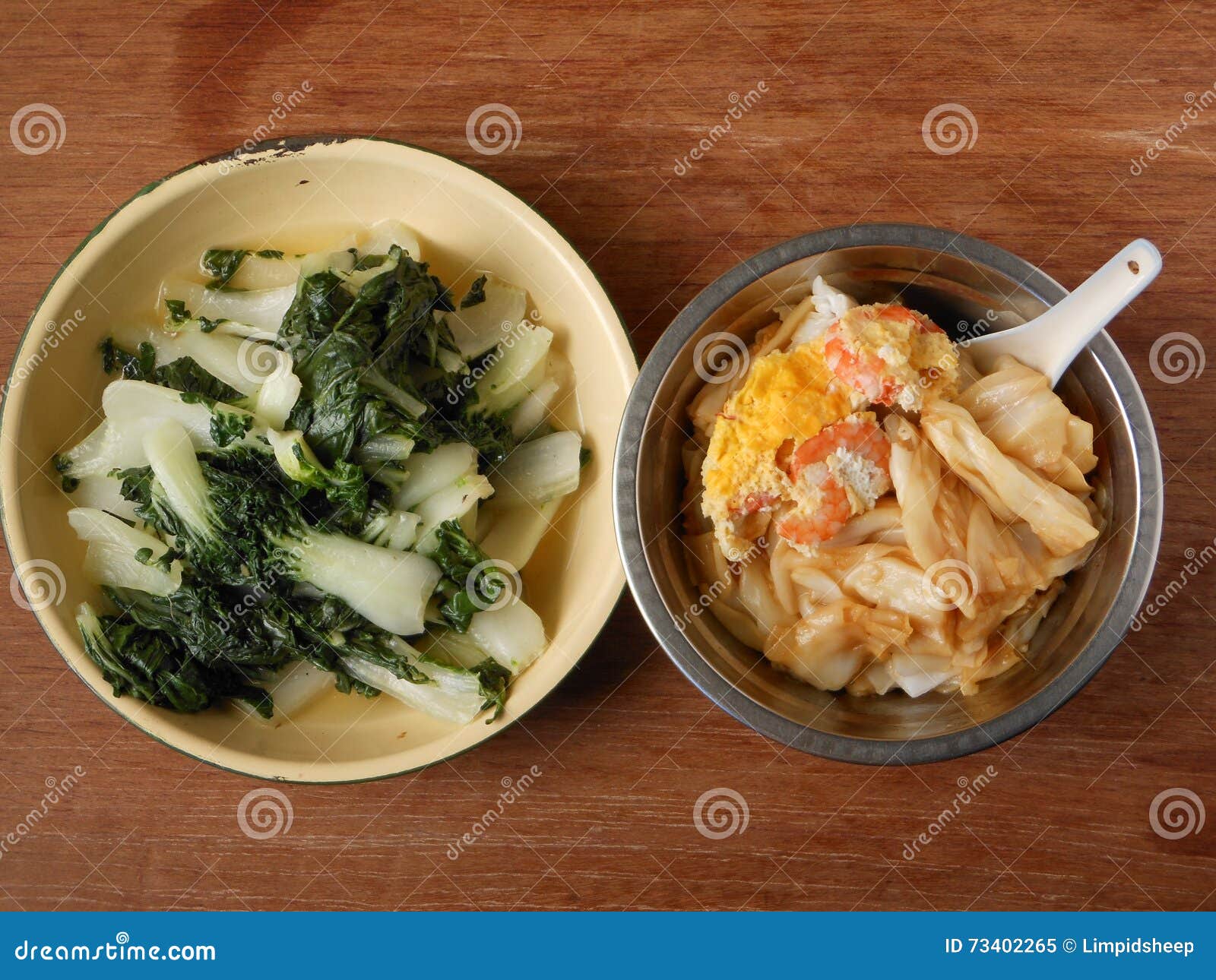 Chinese Lunch Chee Cheong Fun And Bok Choy Royalty-Free Stock ...