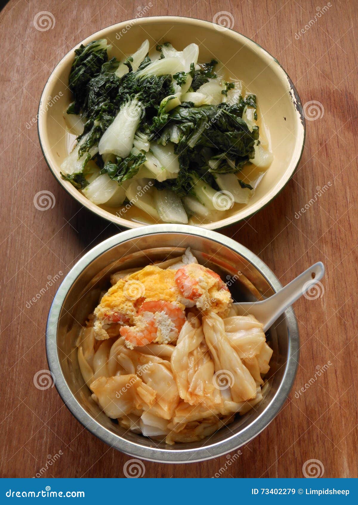 Chinese Lunch Chee Cheong Fun And Bok Choy Royalty-Free Stock ...