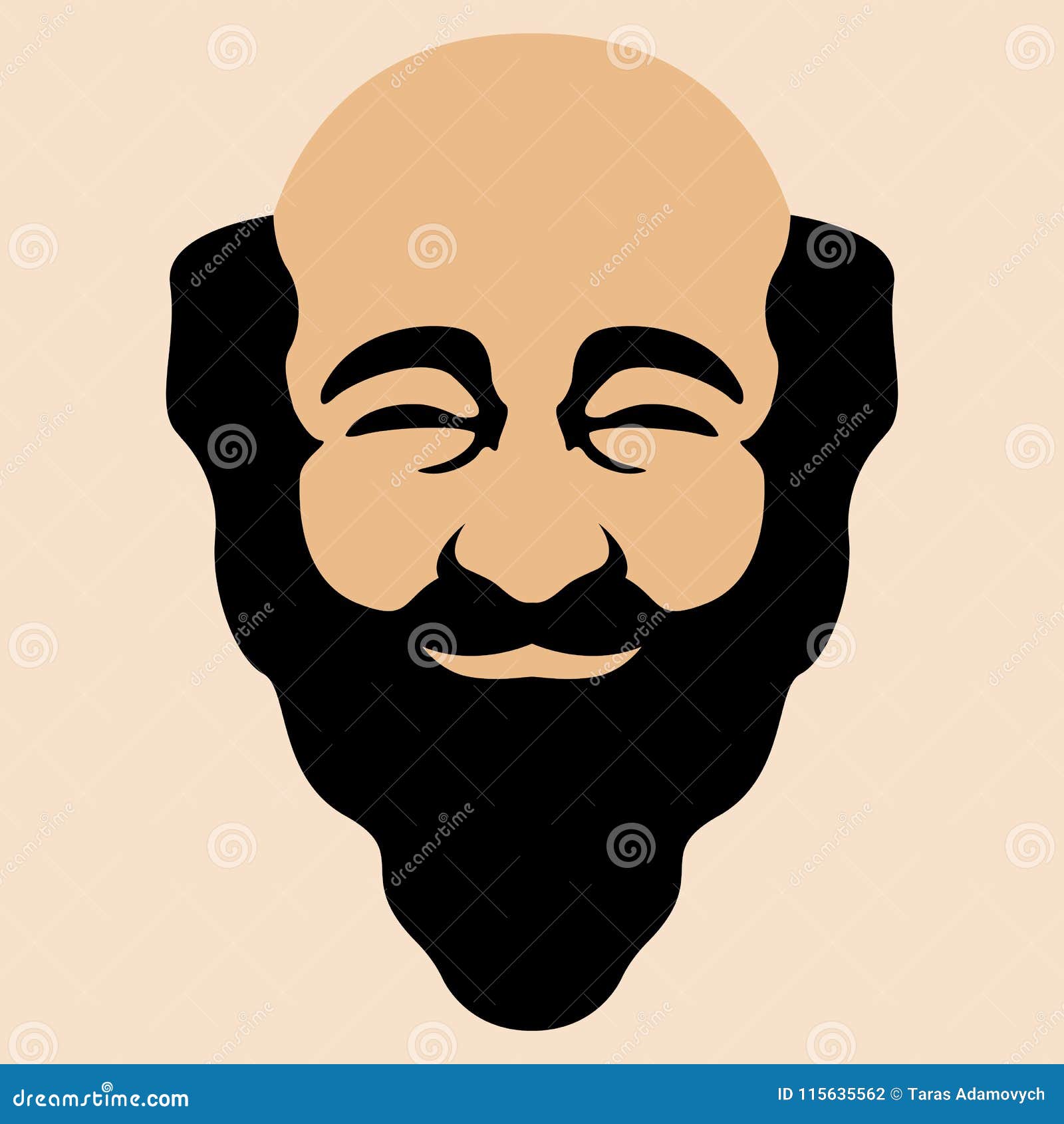 Chinese Man Face Head Vector Illustration Front Stock Vector ...