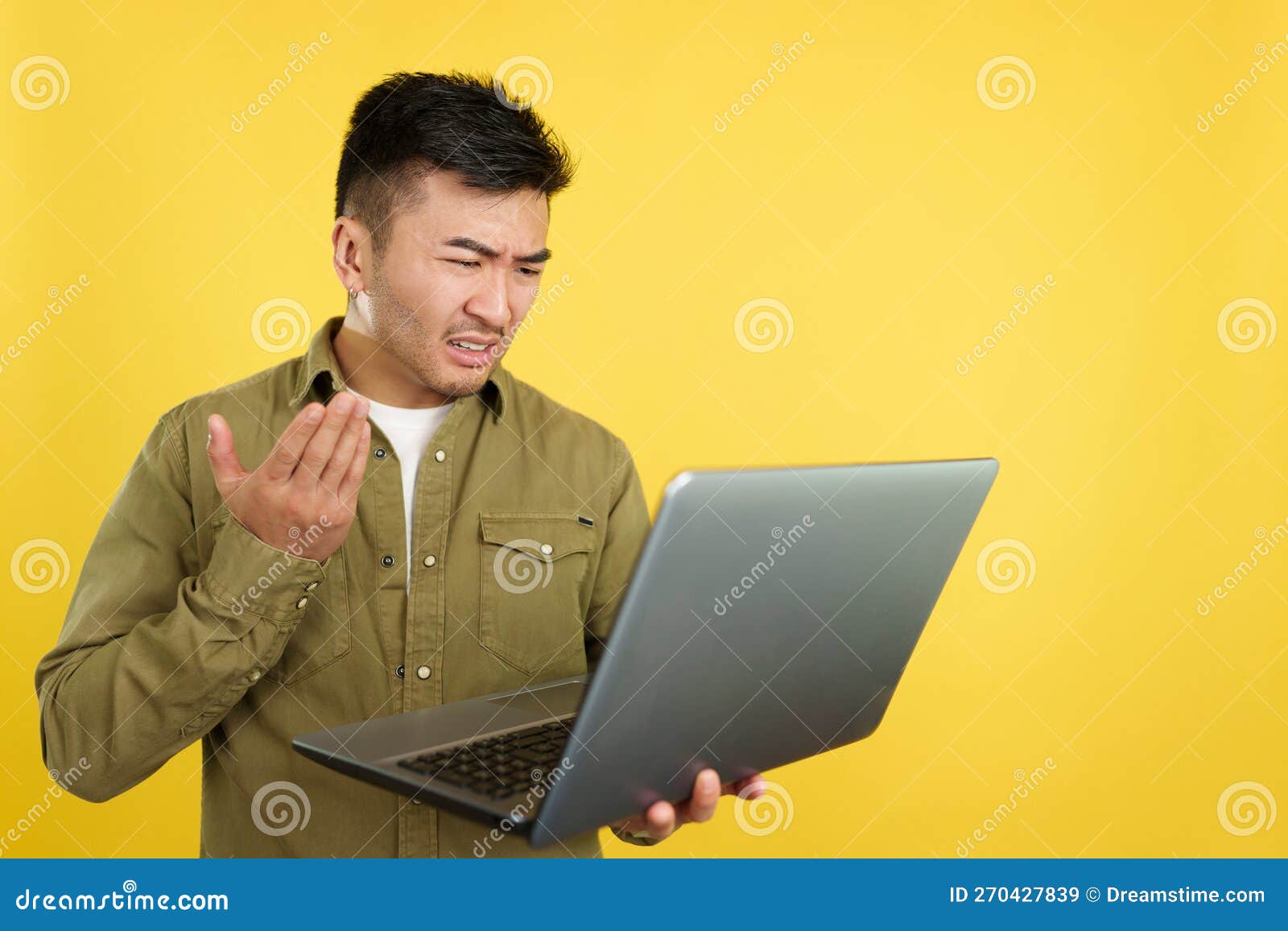 Chinese Man Having a Problem with a Laptop Stock Image - Image of ...
