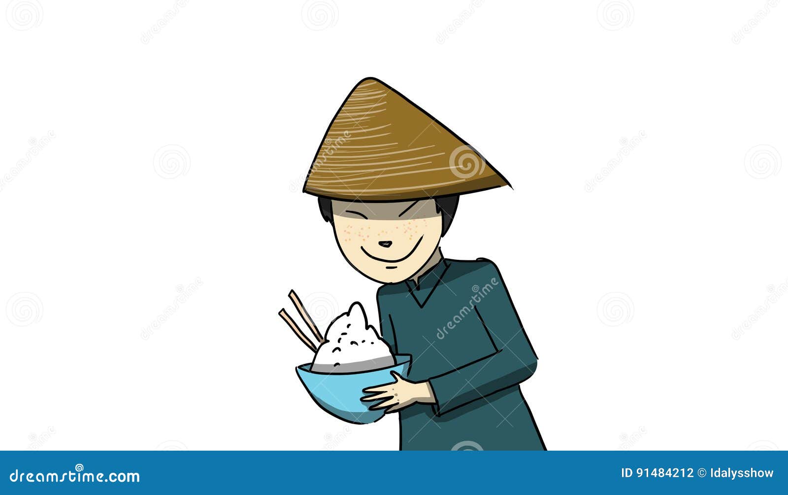 Chinese man, illustration stock illustration. Illustration of rice ...