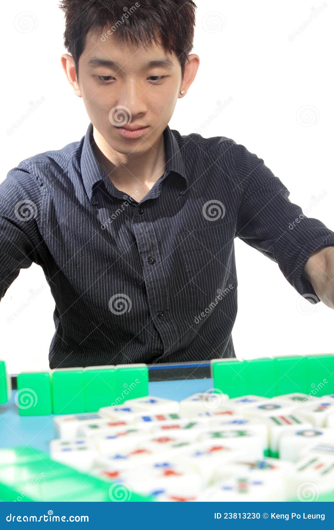 Chinese man play Mahjong, stock photo. Image of jong - 23813230