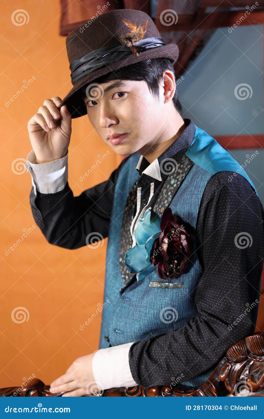 Chinese man in retro style stock photo. Image of person - 28170304