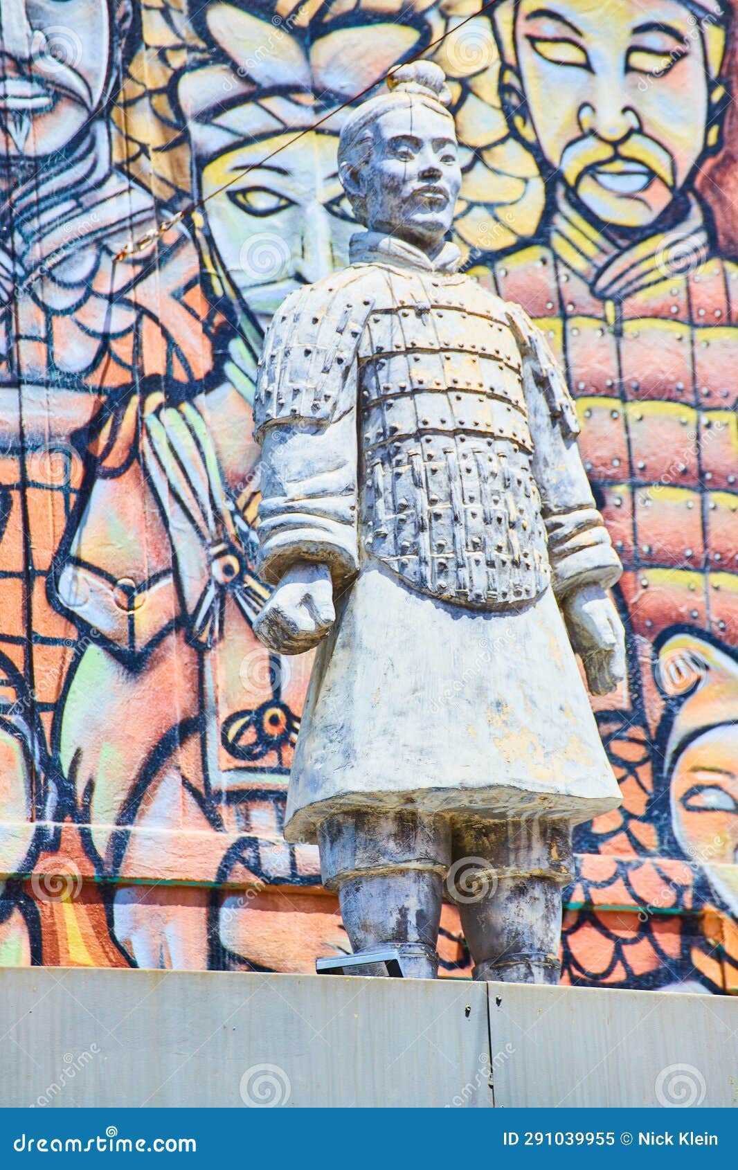 Chinese Man Statue Standing in Front of Soldier Mural Editorial Image ...