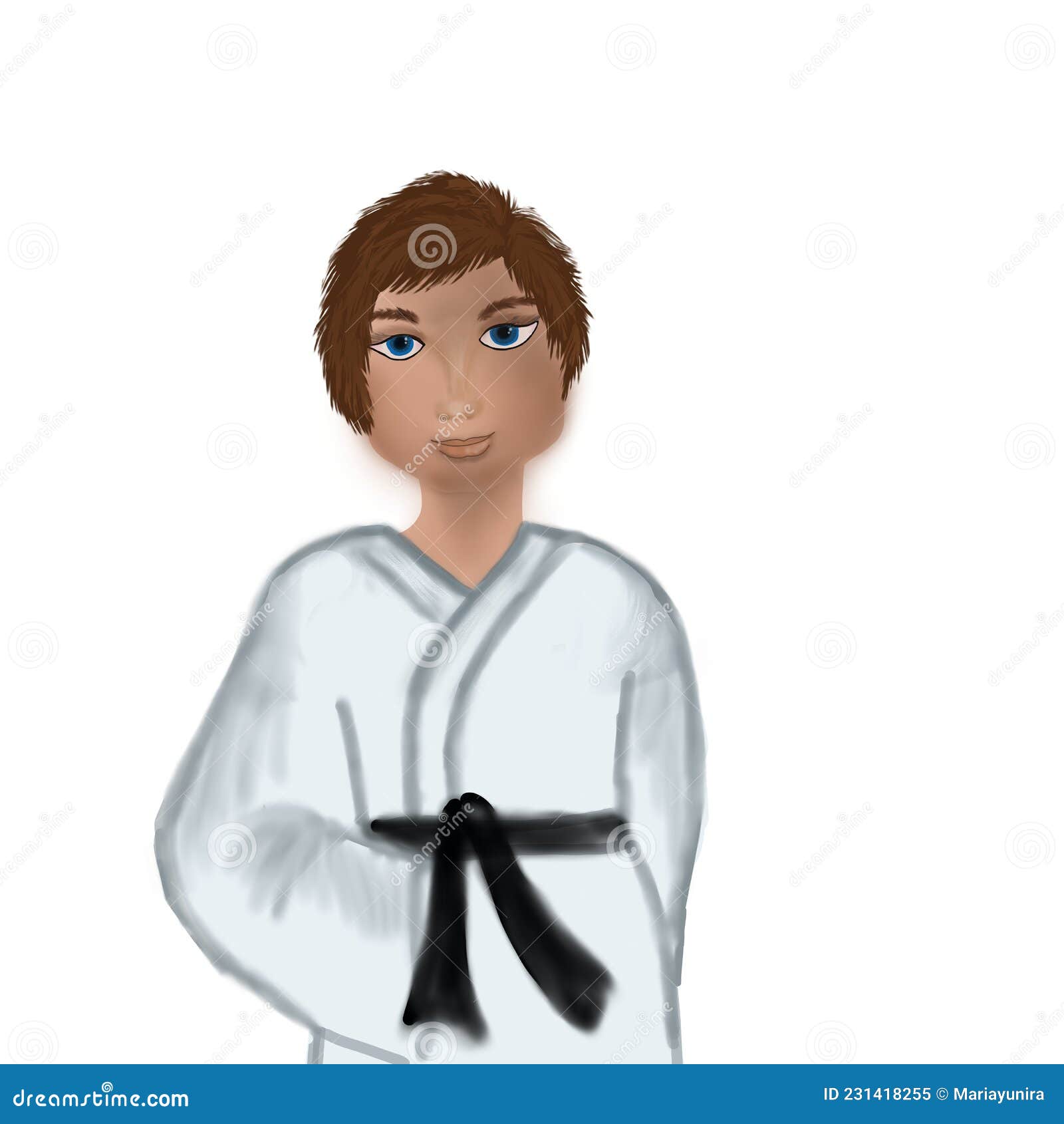 Chinese Man in Karate Costume Simple Style Stock Illustration ...