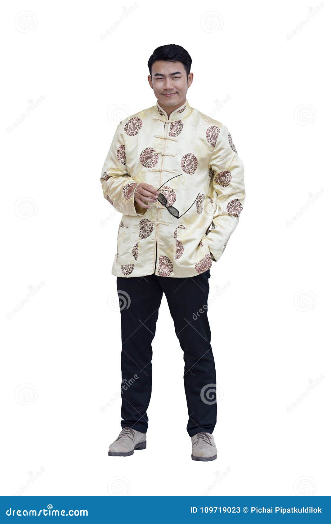 Chinese Man in Traditional, Isolated Background Stock Image - Image of ...