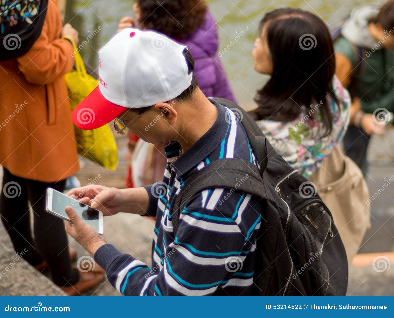 Chinese Man Using Smartphone Editorial Photography - Image of black ...