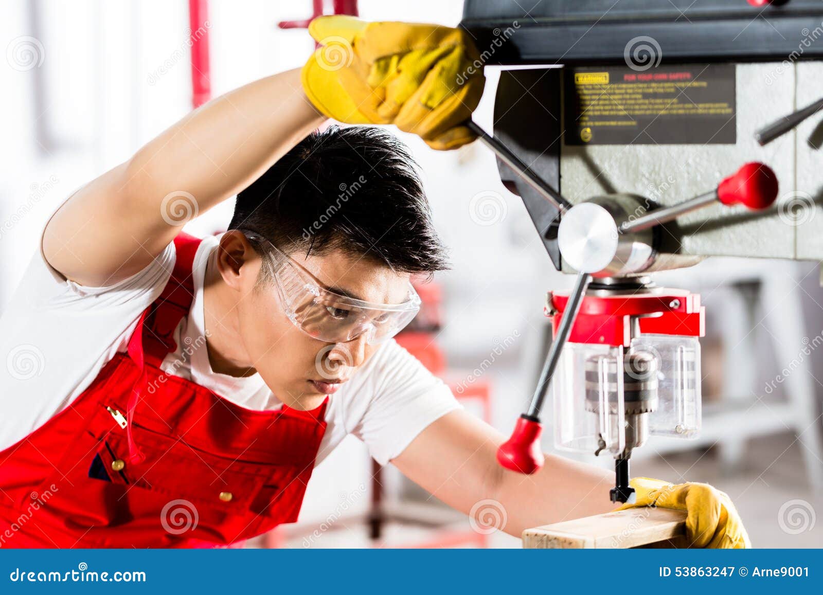 Chinese Man Working with Drill in Factory Stock Image - Image of drill ...