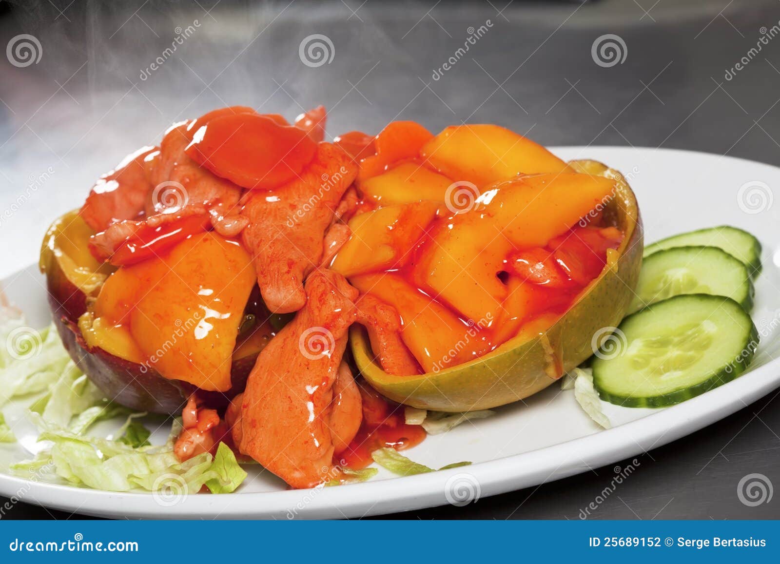 Chinese Mango Chicken Dish Close-up Stock Photo - Image of fruit ...