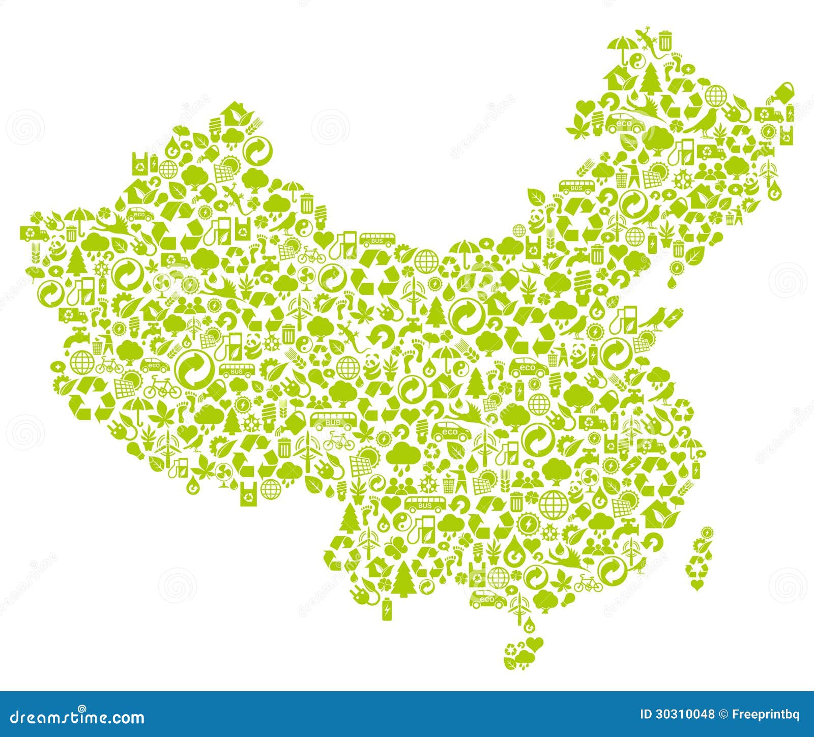 Chinese Map Made of Ecology Icons Stock Vector - Illustration of ...