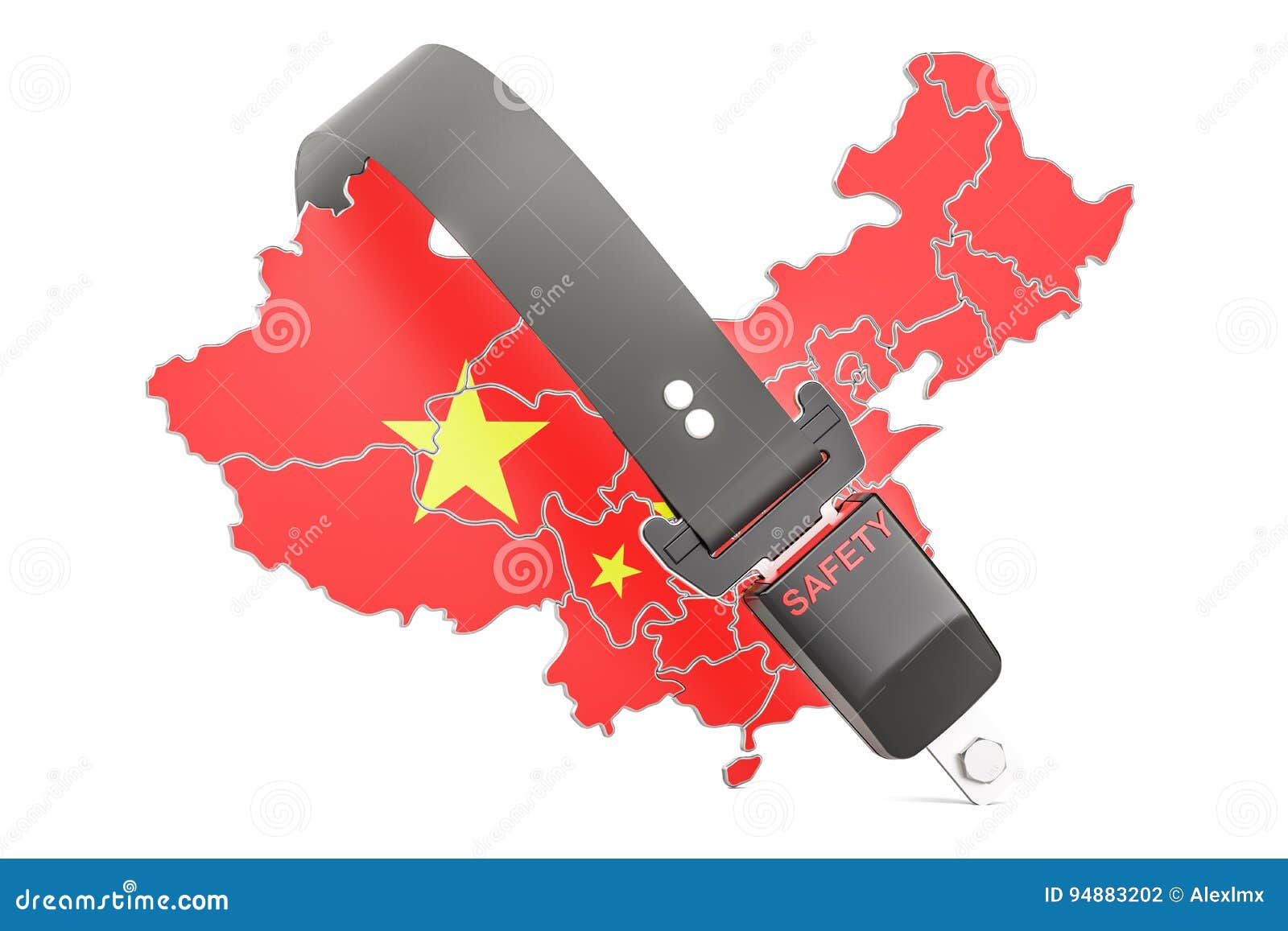 Chinese Map with Safety Belt. Security and Protect or Insurance Stock ...