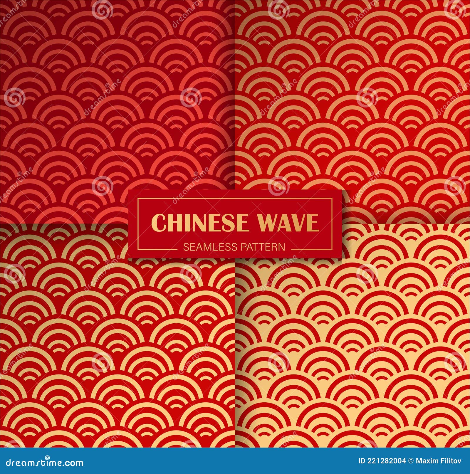 Chinese Marine Seamless Vector Patterns Set with Sea Waves Elements ...