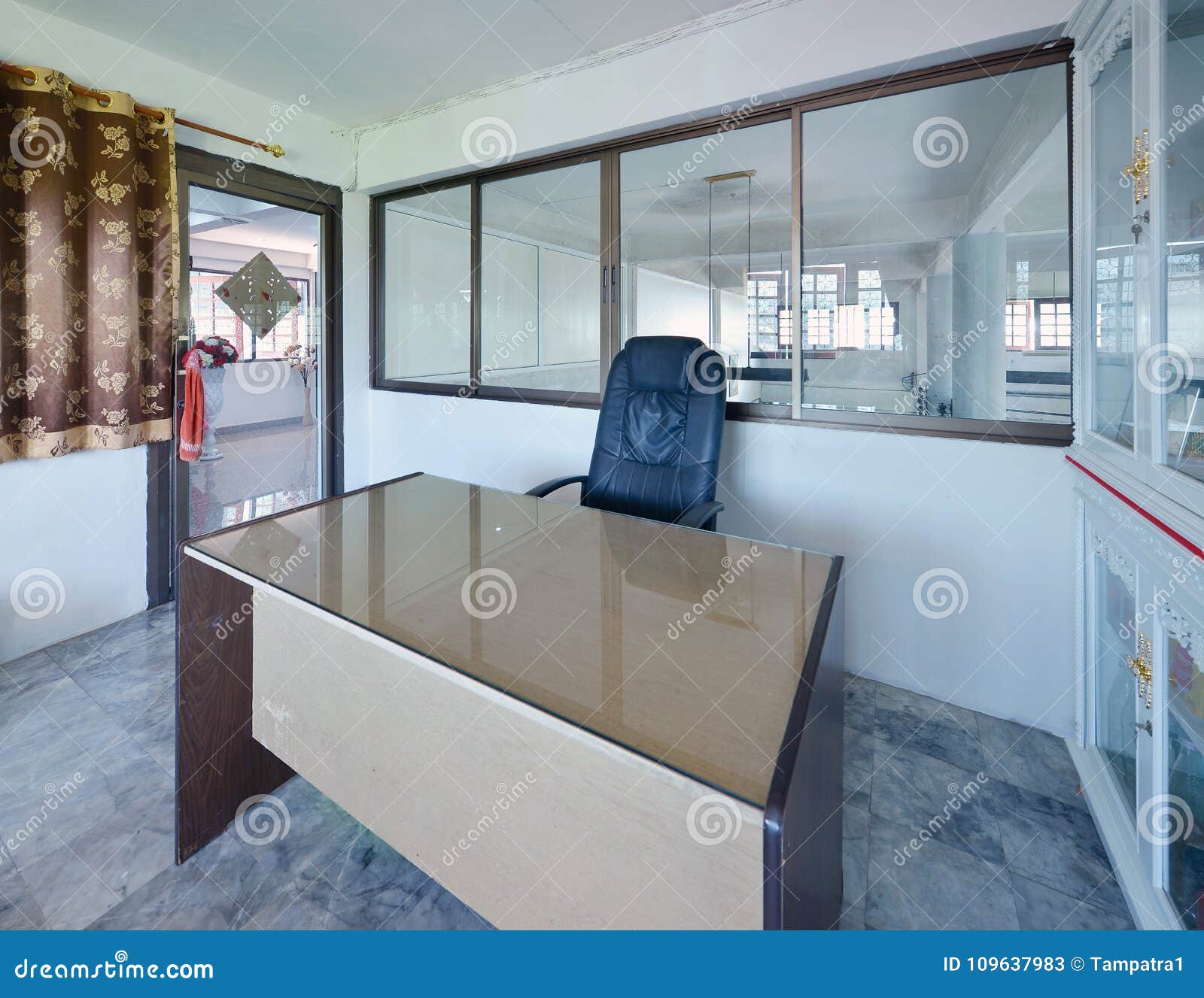 Chinese Modern Working Room with a Desk and Cabinet Stock Image - Image ...