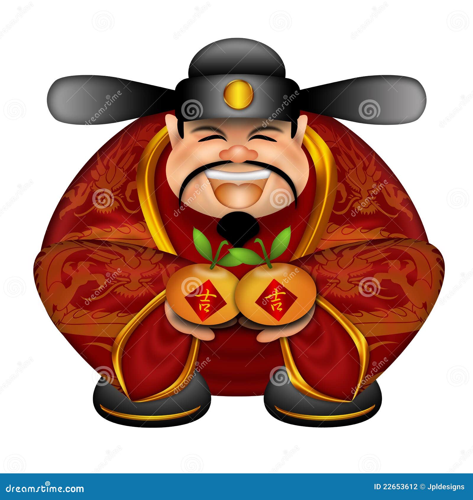 Chinese Money God with Mandarin Oranges Stock Illustration ...