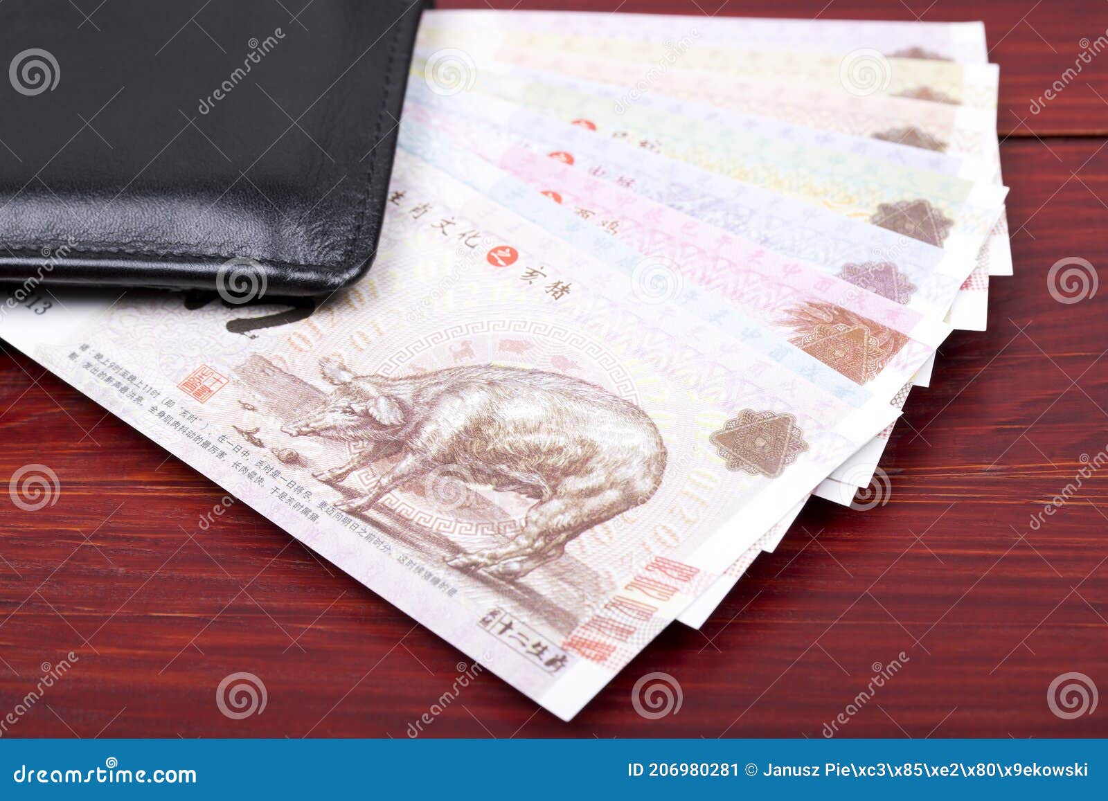 Chinese Money in the Black Wallet Stock Image - Image of chinese ...