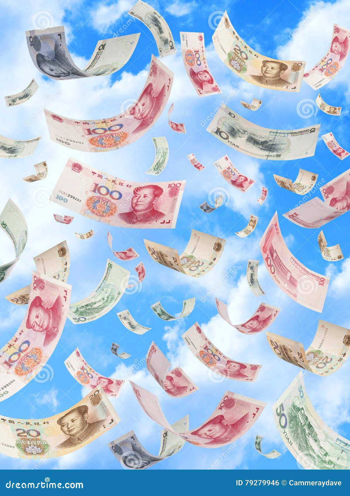 Chinese Money Yuan Falling Sky Stock Photo - Image of gambling ...