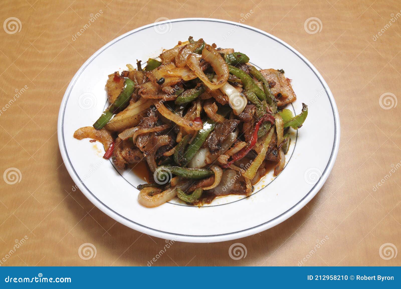 Chinese Mongolion Beef stock photo. Image of peppers - 212958210