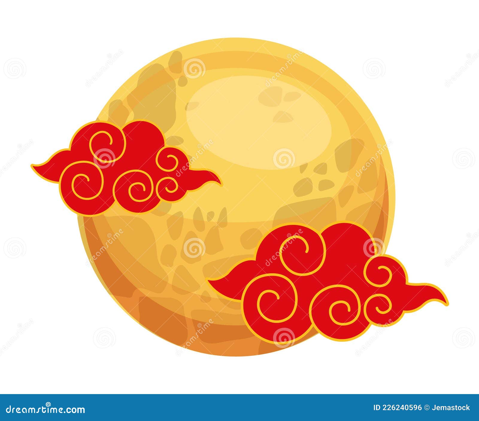 Chinese moon and clouds stock vector. Illustration of cosmic - 226240596