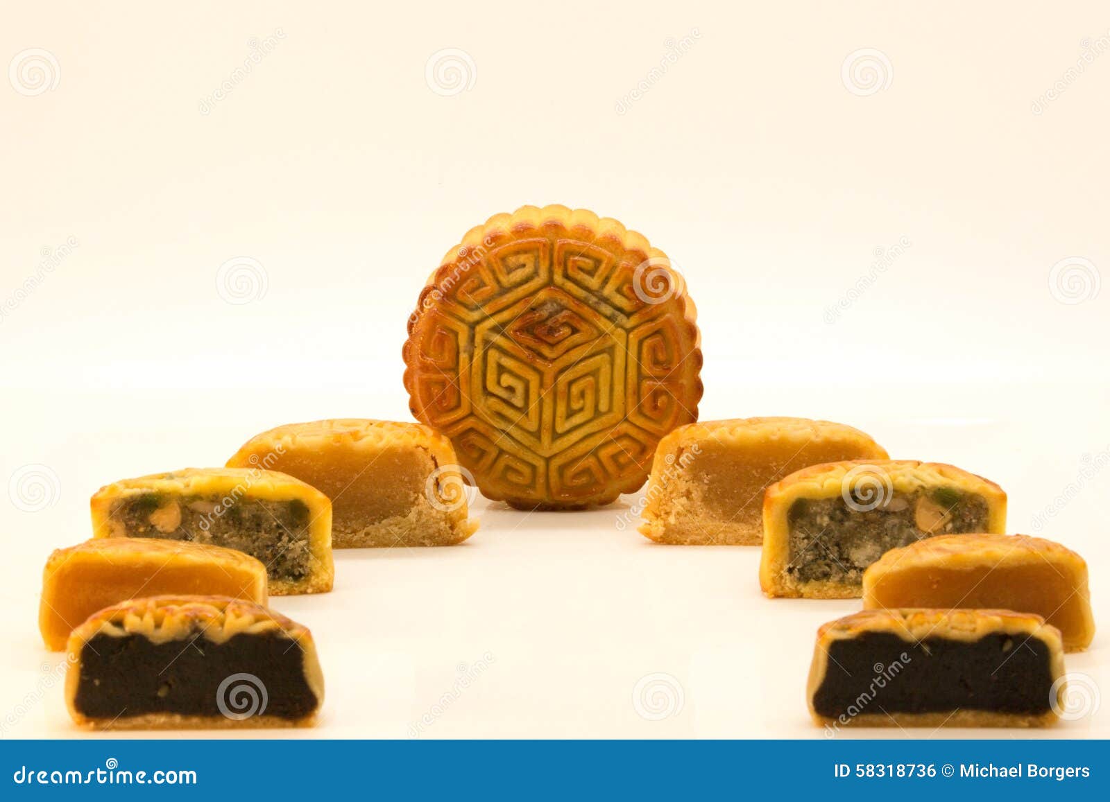 Chinese mooncakes cut open stock photo. Image of open - 58318736