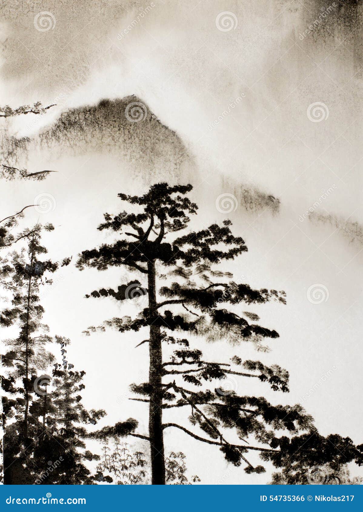 Chinese Mountain With Trees Royalty-Free Stock Photography ...