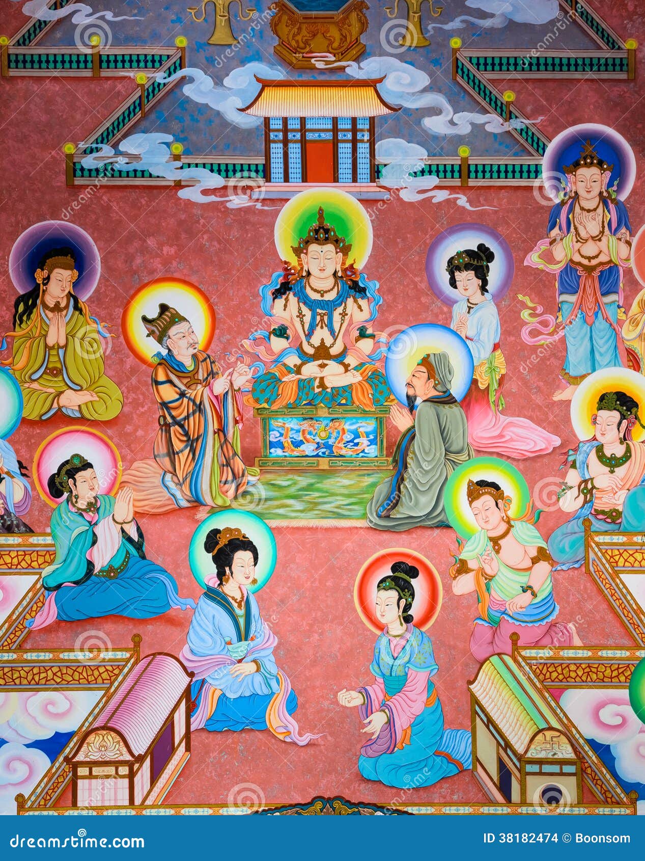 Chinese mural stock photo. Image of nakhon, buddhist - 38182474