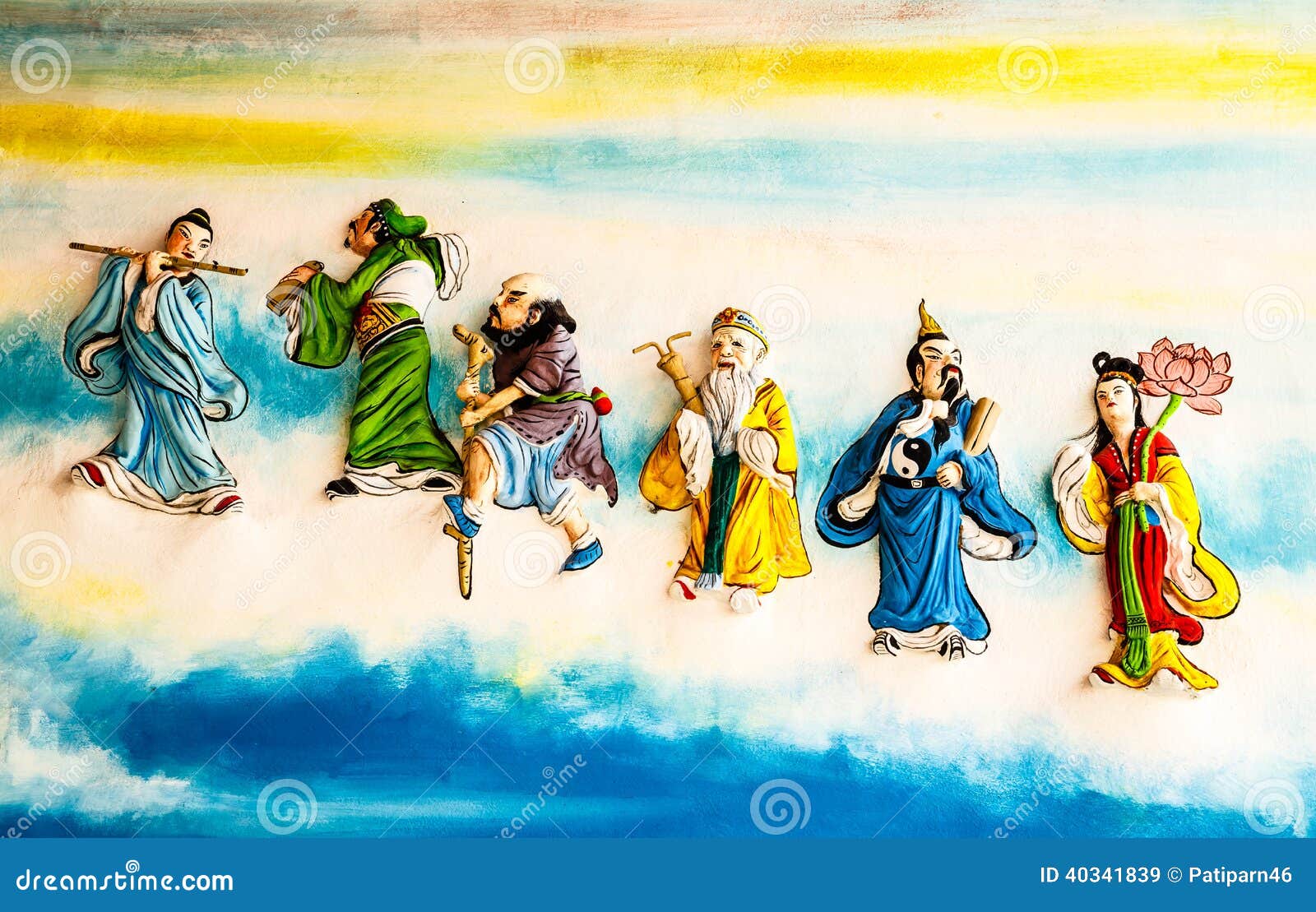 Chinese mural stock image. Image of paint, beauty, gold - 40341839