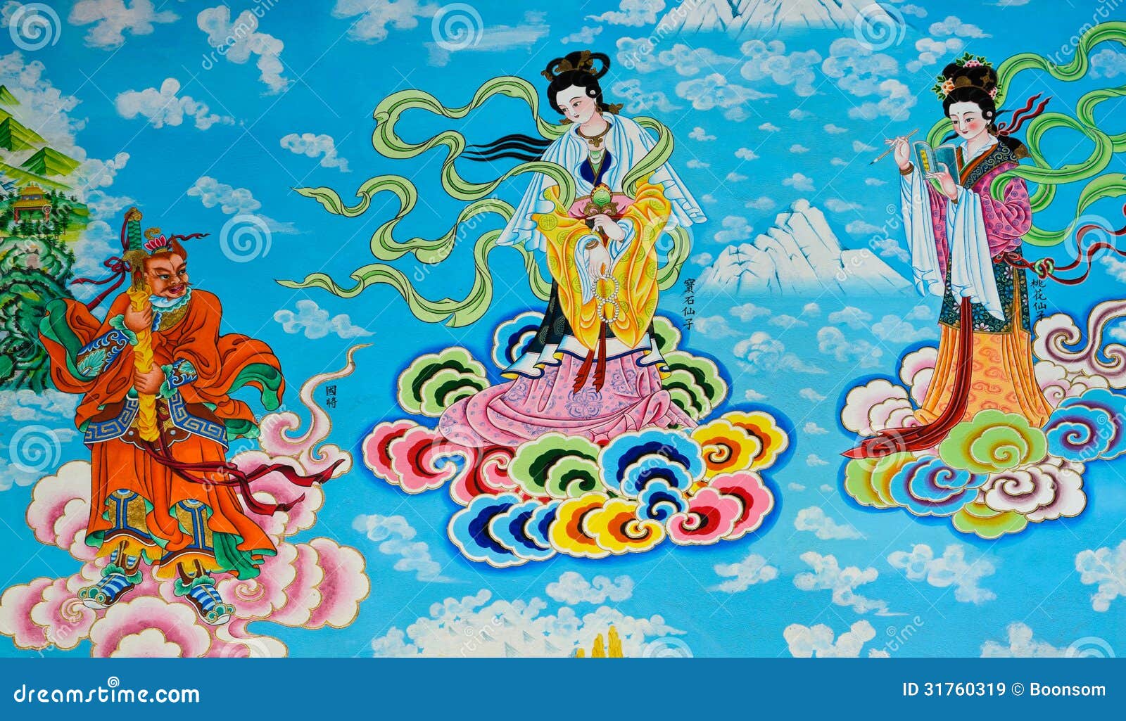 Chinese mural stock image. Image of culture, buddhist - 31760319