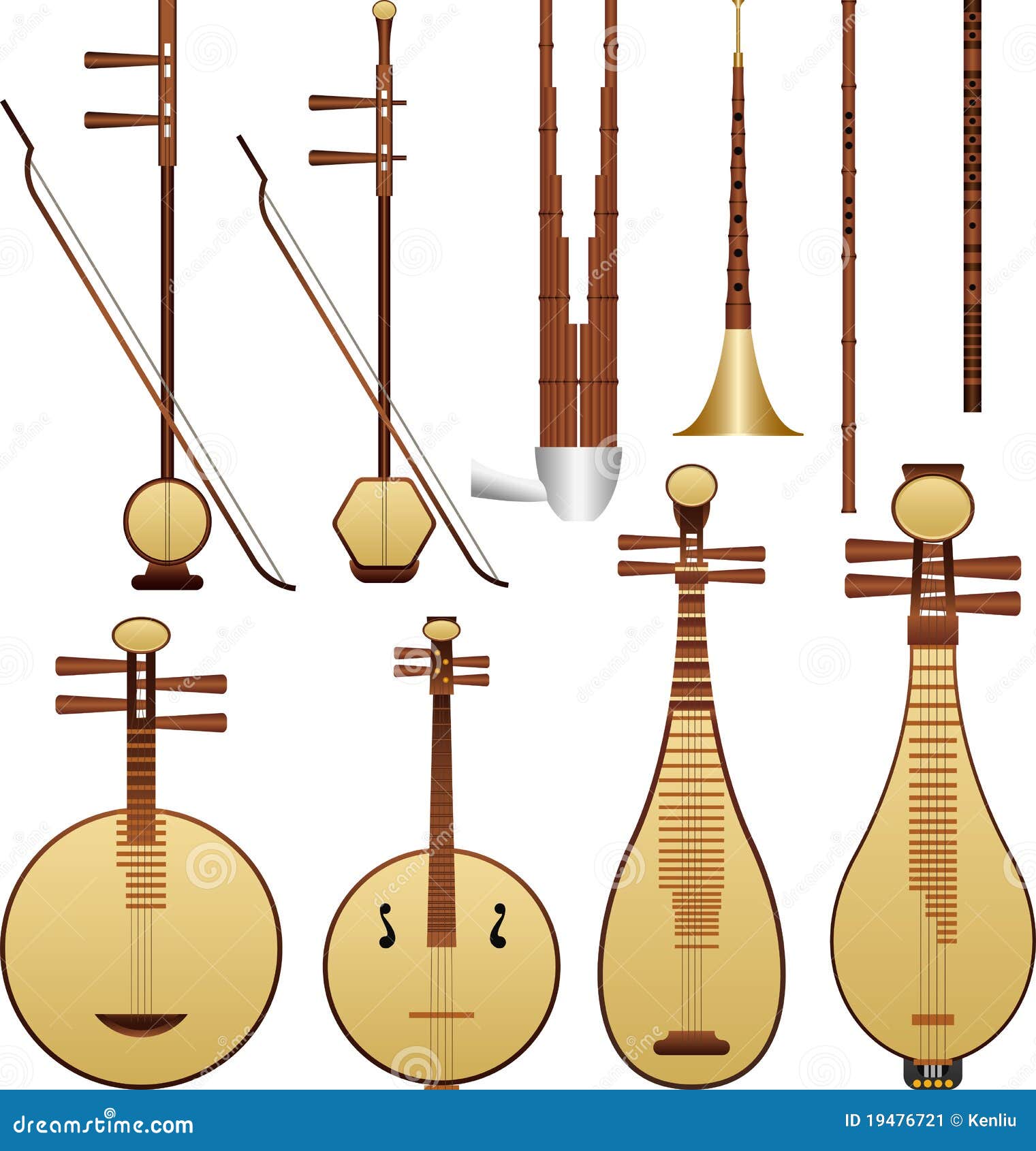 Chinese muziekinstrumenten vector illustratie. Illustration of ...