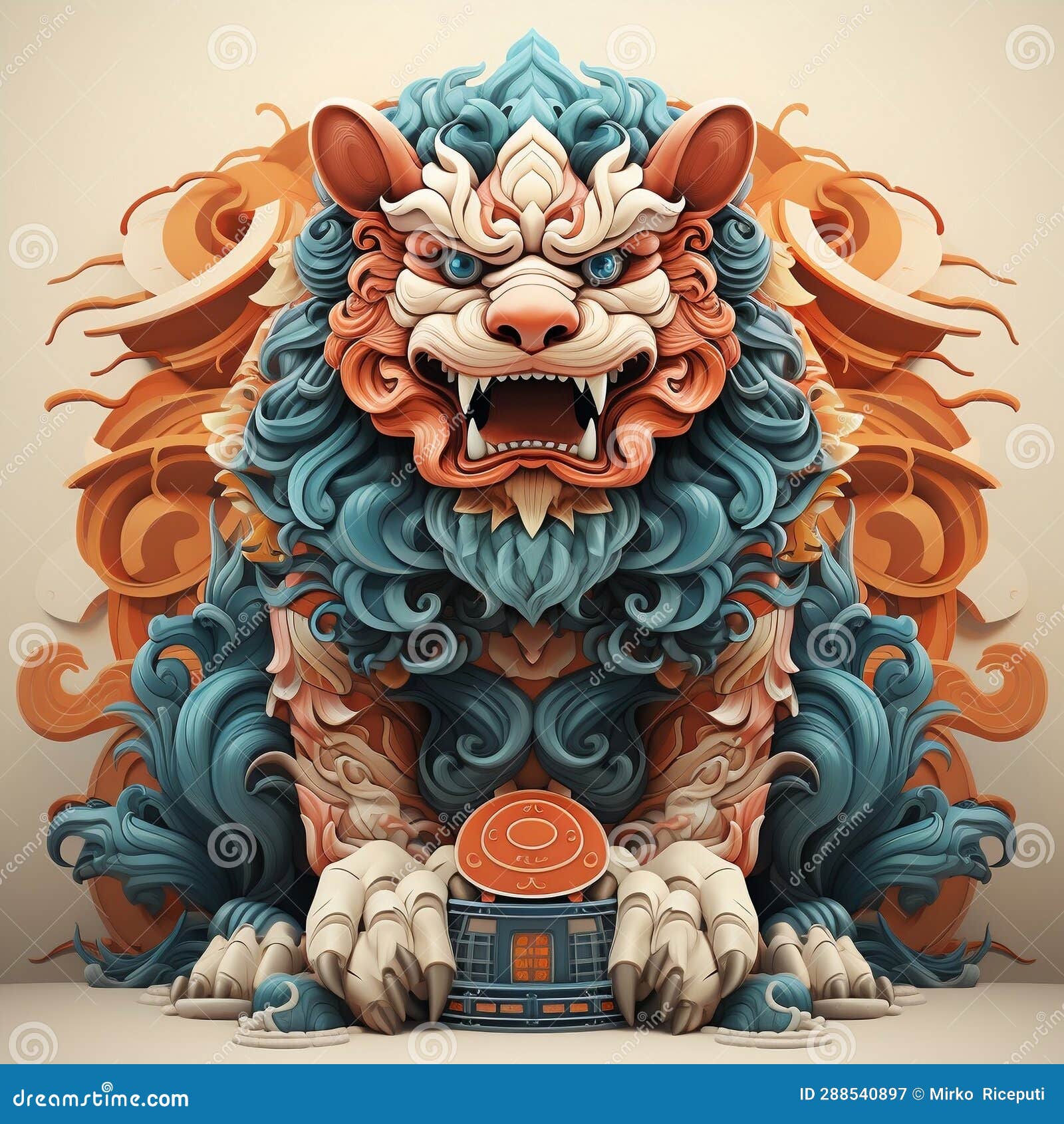 Chinese Mythological Animal Stock Illustration - Illustration of statue ...