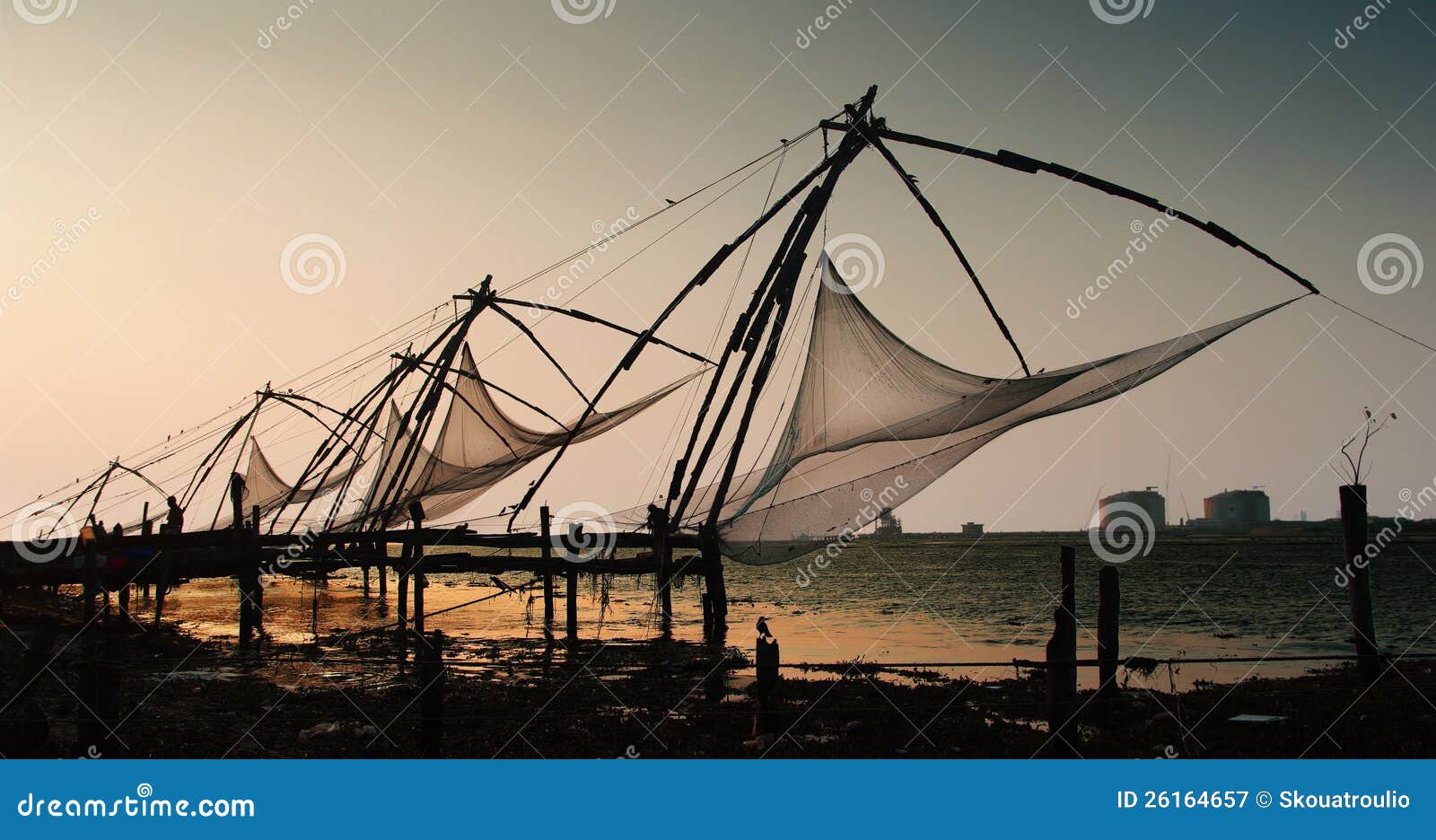 Chinese nets stock image. Image of nets, barge, pontoon - 26164657