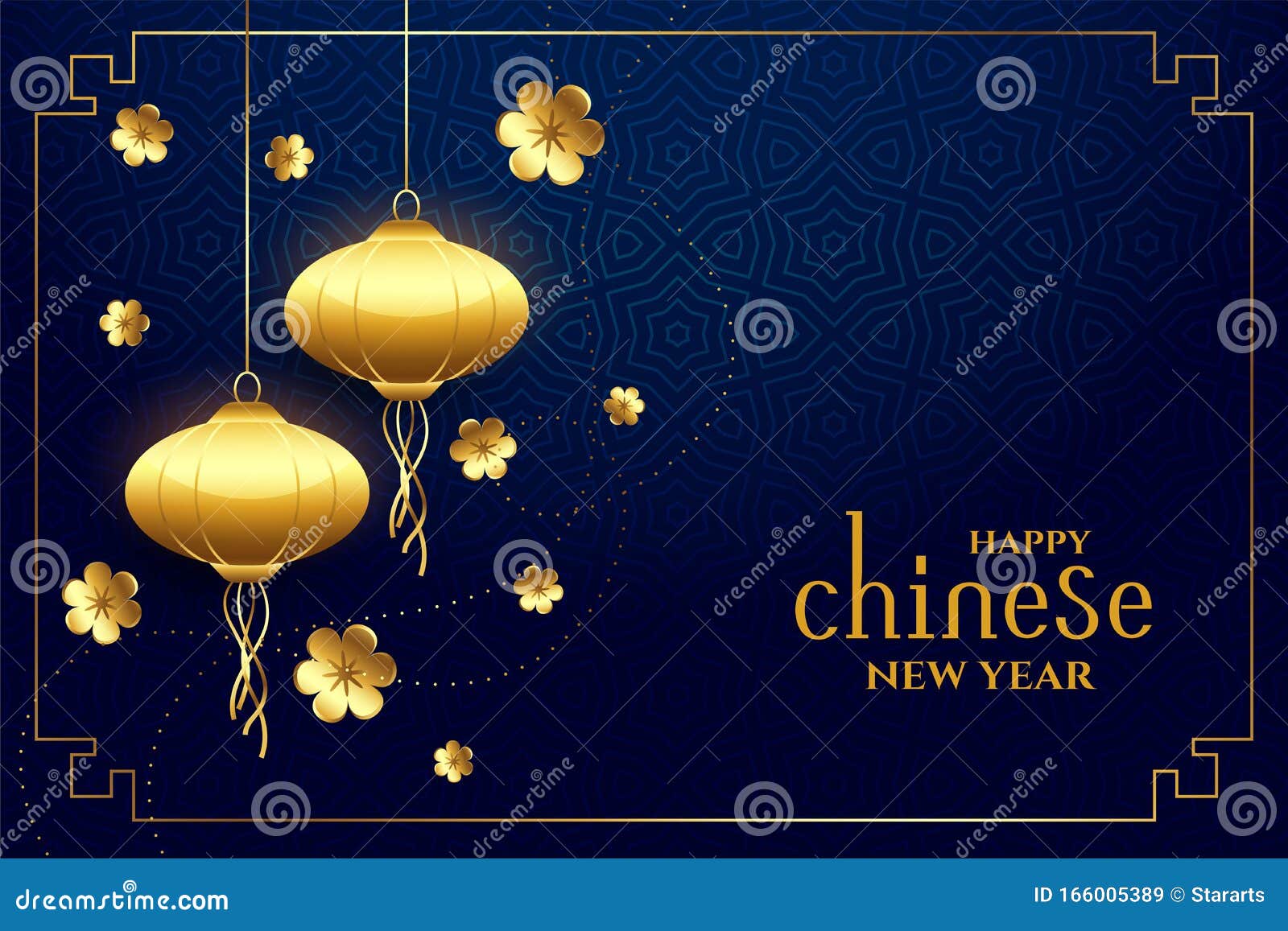 Chinese New Year Blue and Golden Theme Background Stock Vector ...