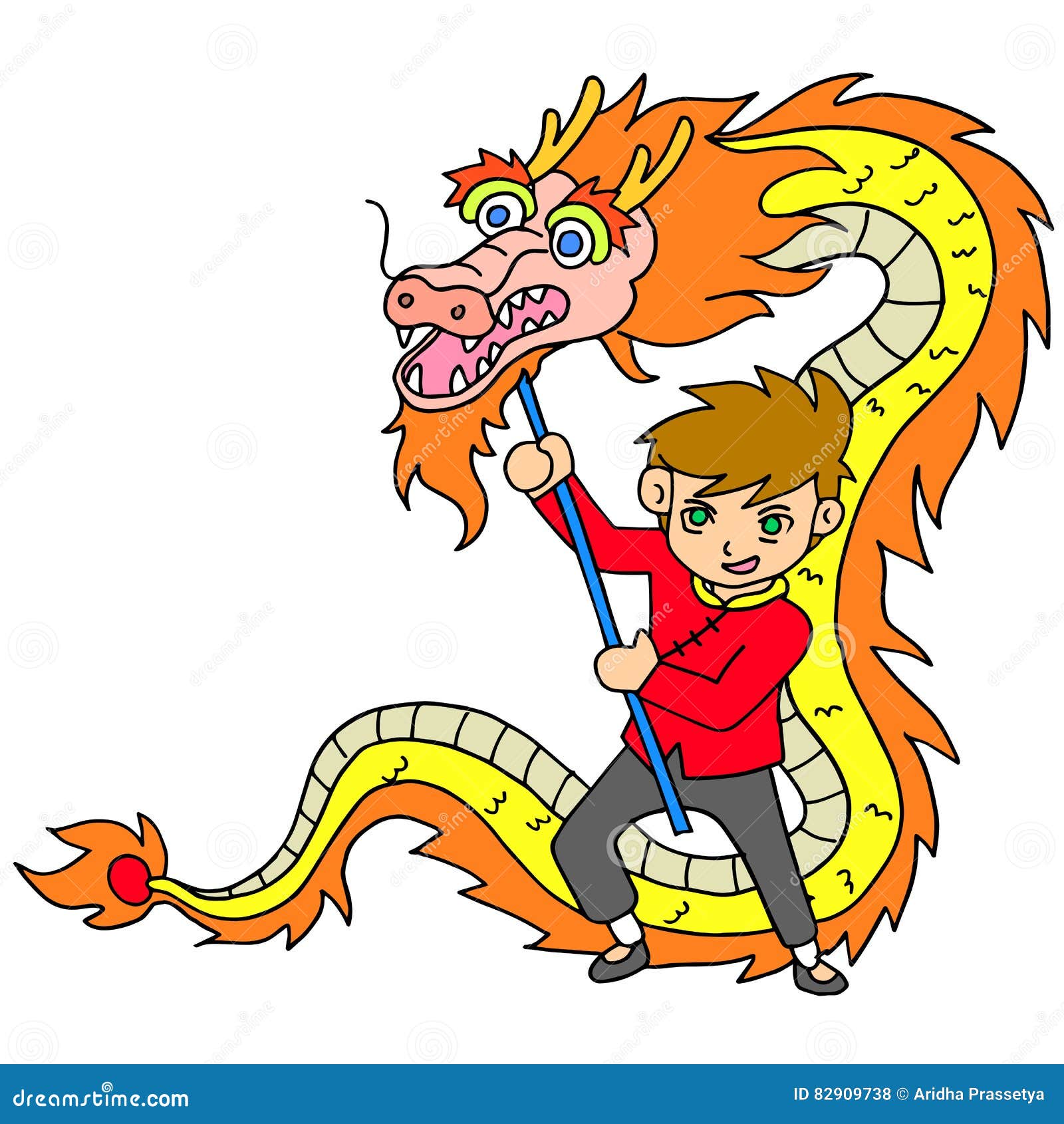 Chinese New Year Celebration with Dragon Dance Stock Vector ...