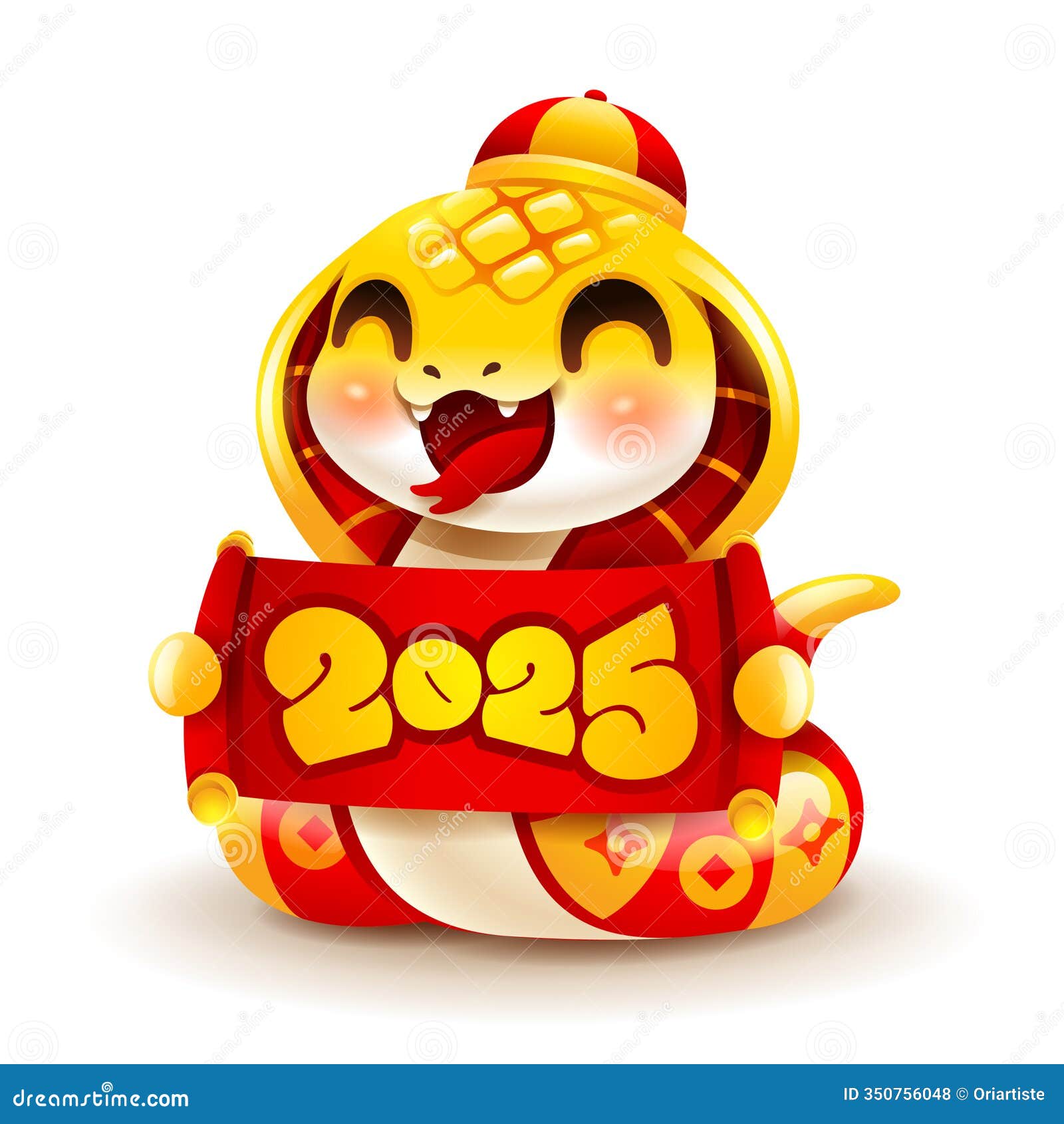 Cute Snake Mascots, Welcoming Chinese New Year 2025. Happy Cute Kawaii ...