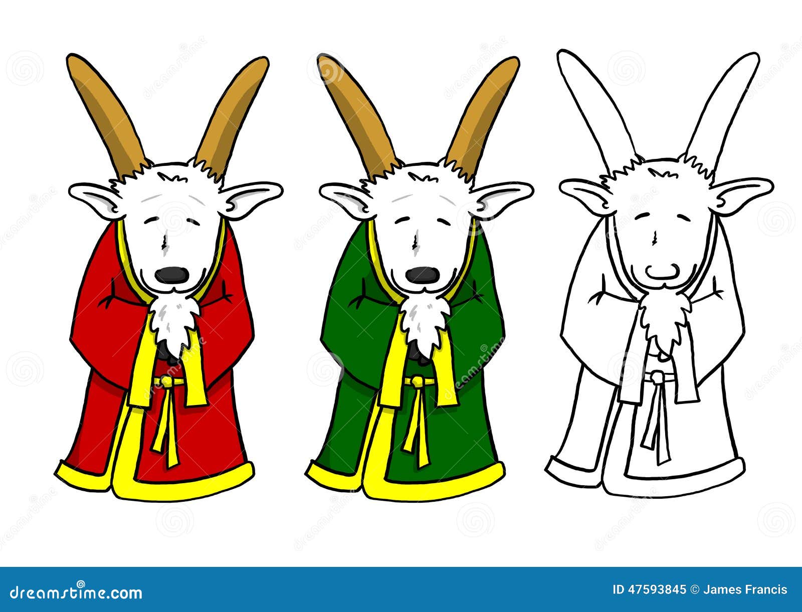 Chinese New Year Goat in Robe Stock Illustration - Illustration of hair ...
