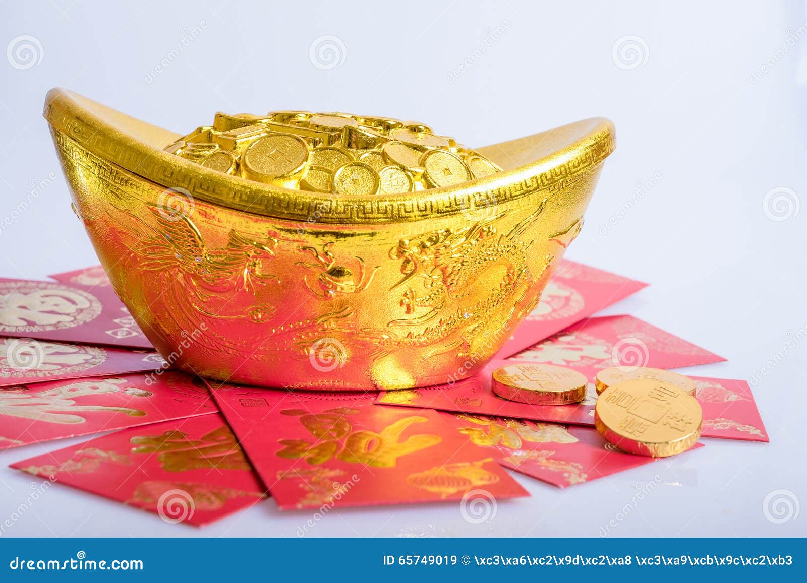 Chinese New Year, Gold Coins Stock Image - Image of envelope, terms ...