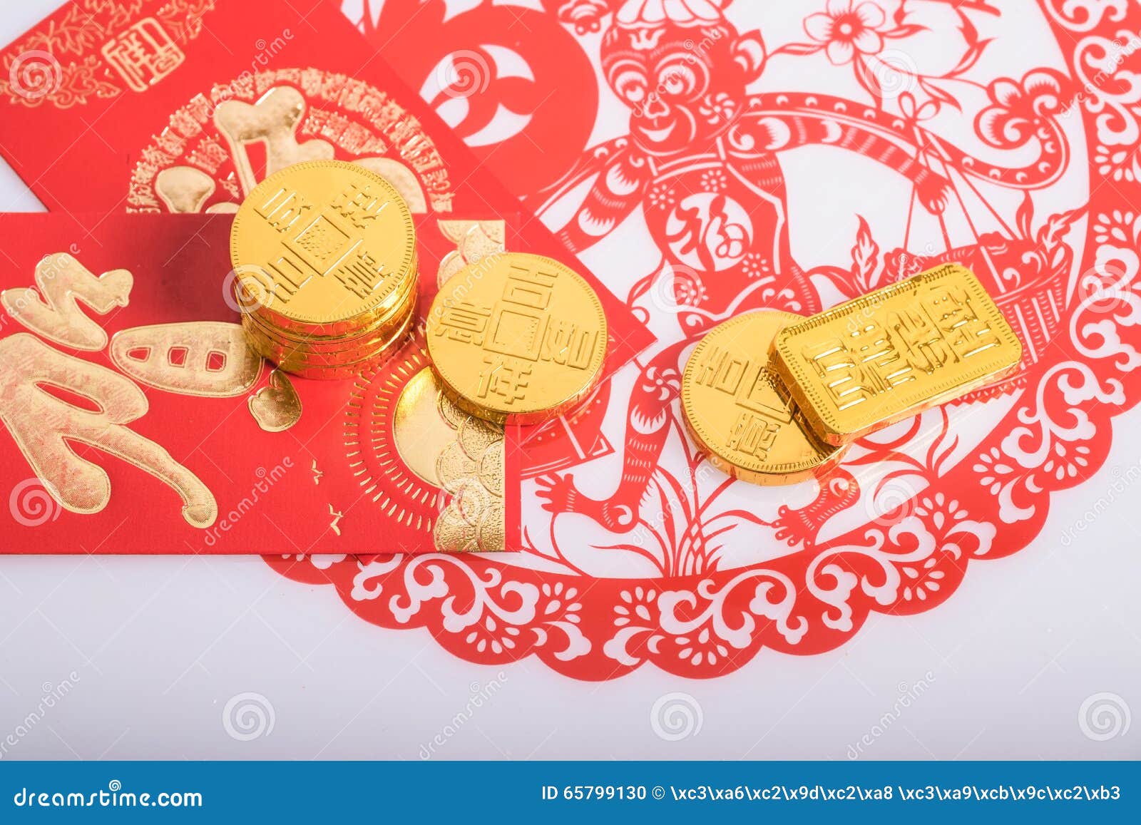 Chinese New Year, Gold Coins Stock Photo - Image of asia, envelope ...