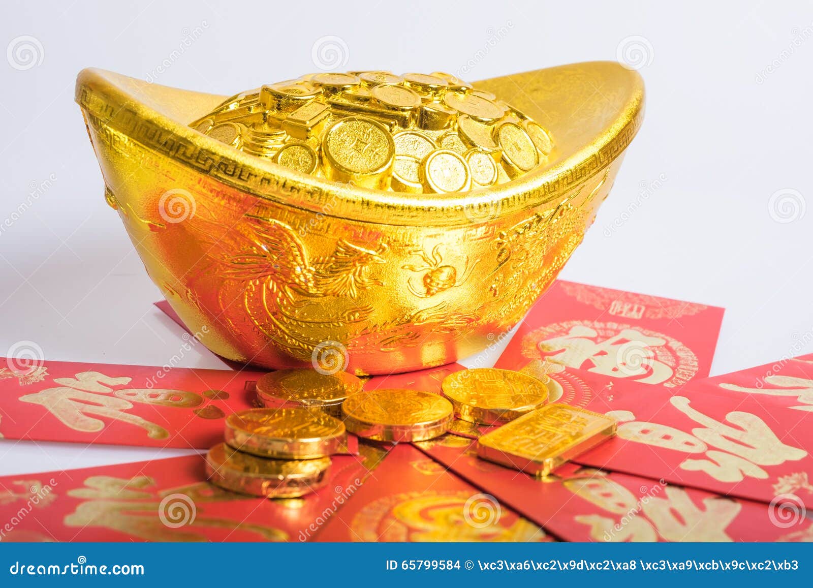 Chinese New Year, Gold Coins Stock Photo - Image of shoot, paper: 65799584