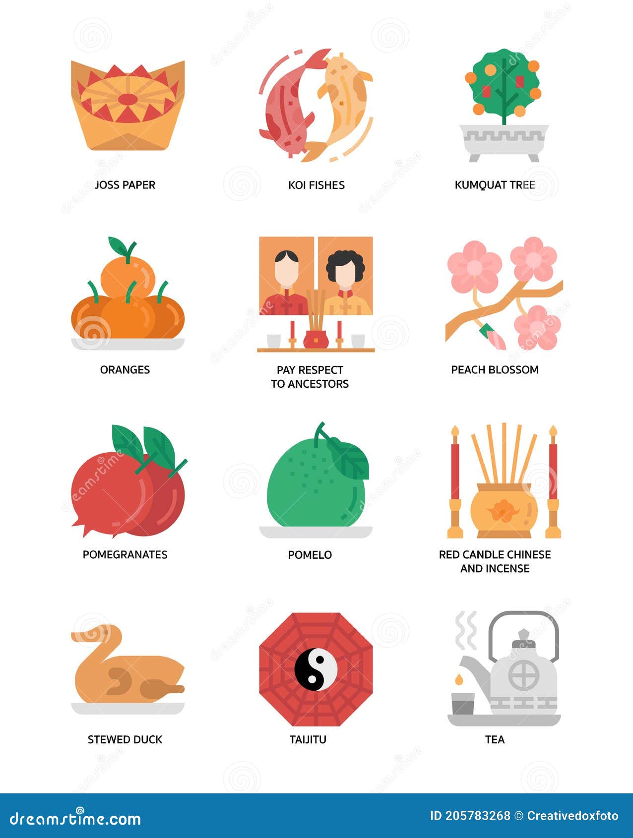 Chinese new year icons set stock vector. Illustration of style - 205783268 Chinese new year icons set stock vector. Illustration of style - 205783268