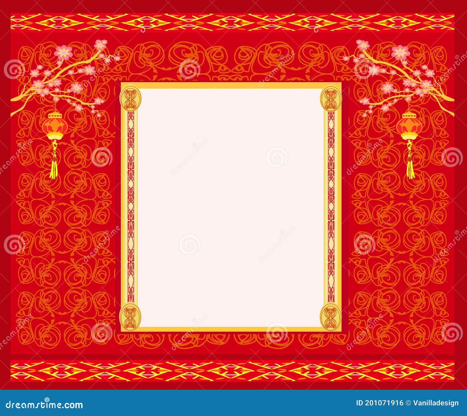 Chinese New Year with Lanterns - Frame Stock Vector - Illustration of ...