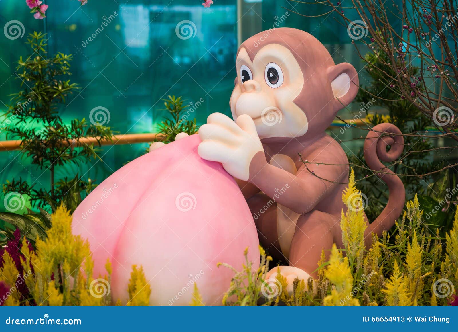 Chinese New Year Monkey Mascot with Peach Stock Illustration ...