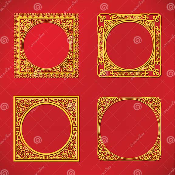 Chinese New Year Pattern Frame Stock Vector - Illustration of ...