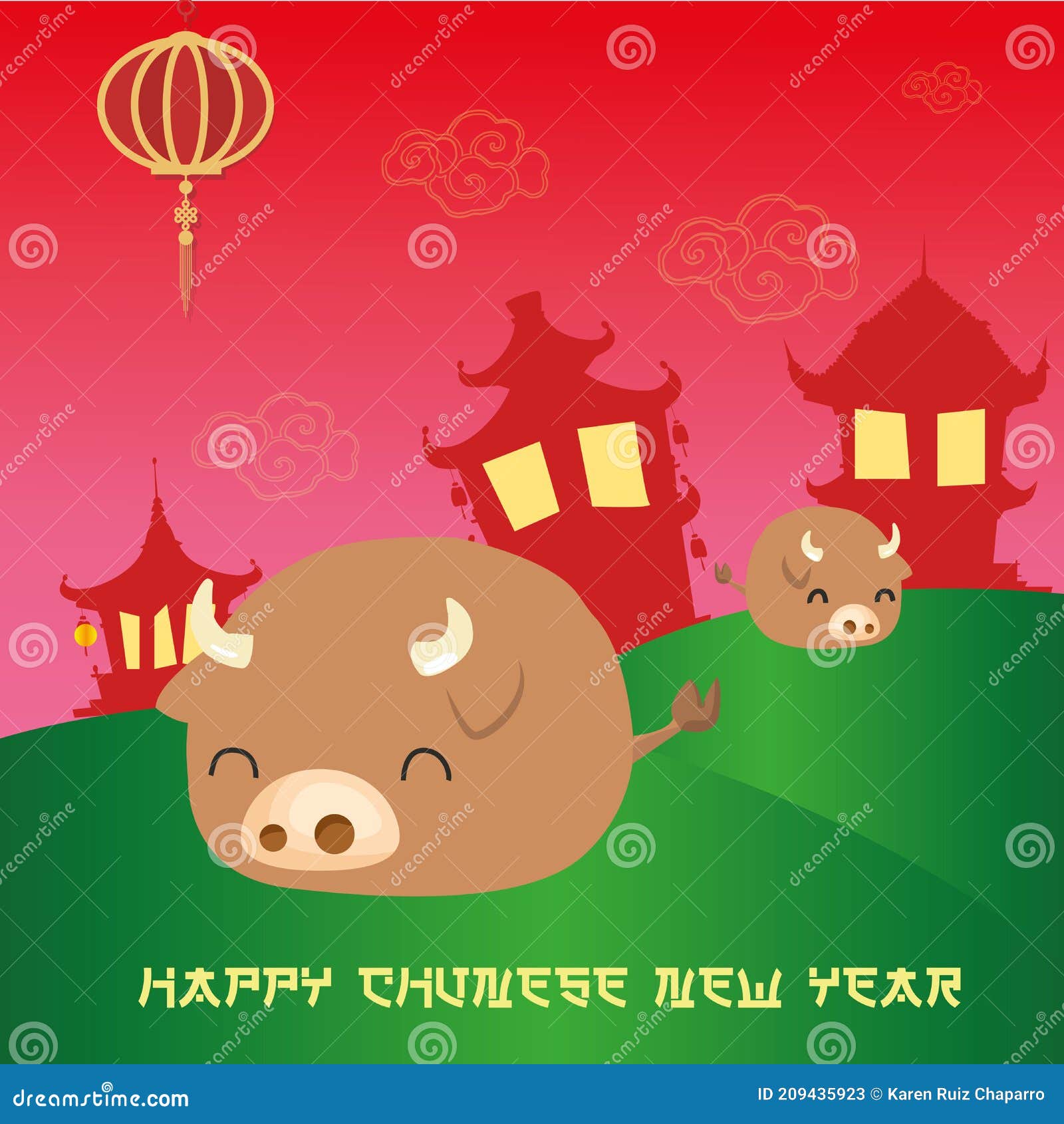 Chinese new year poster stock vector. Illustration of chinese - 209435923