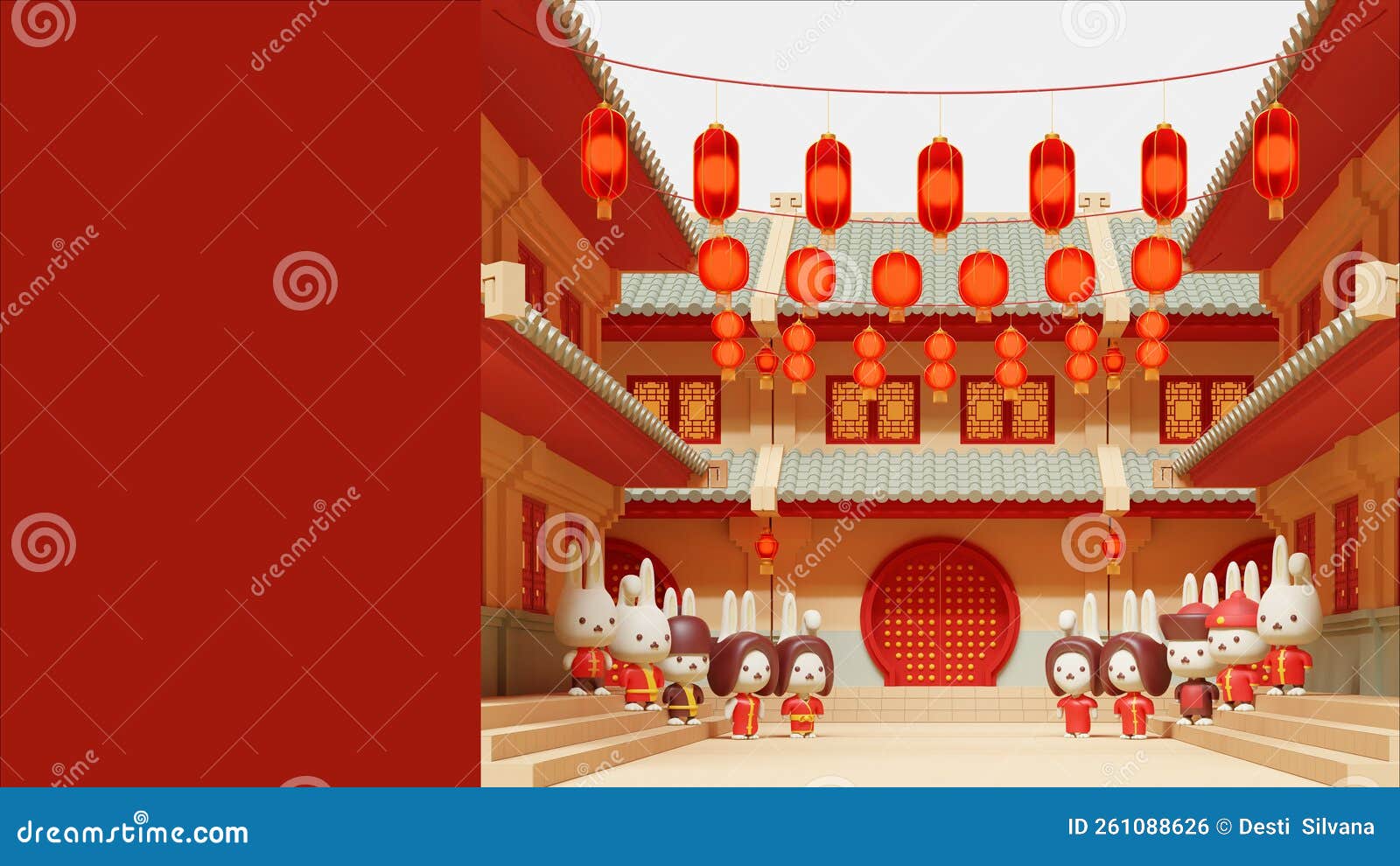Chinese New Year of Rabbit Landing Page Template 07 Stock Illustration ...