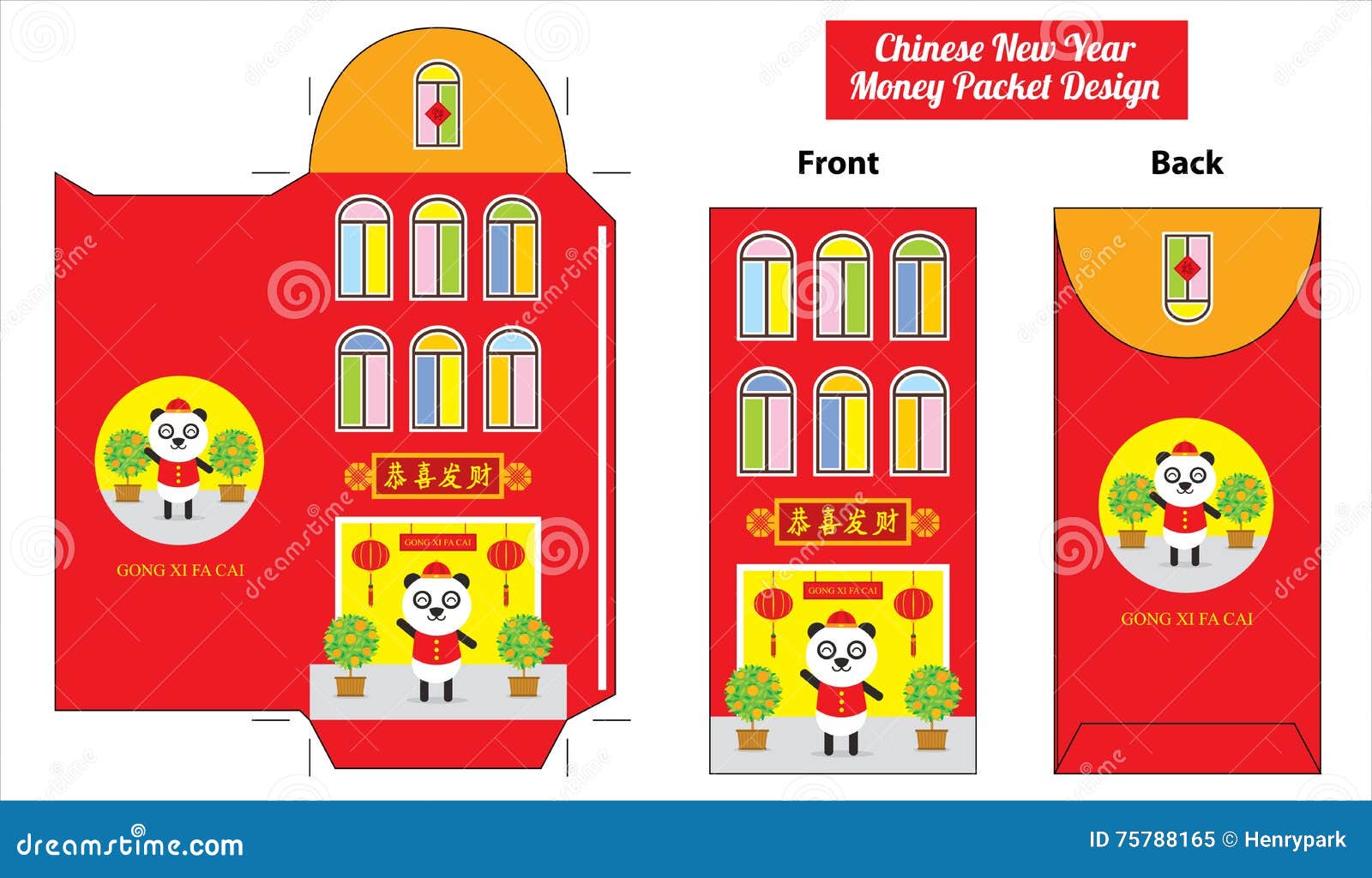 Chinese New Year Red Packet Design Stock Vector - Illustration of asia ...