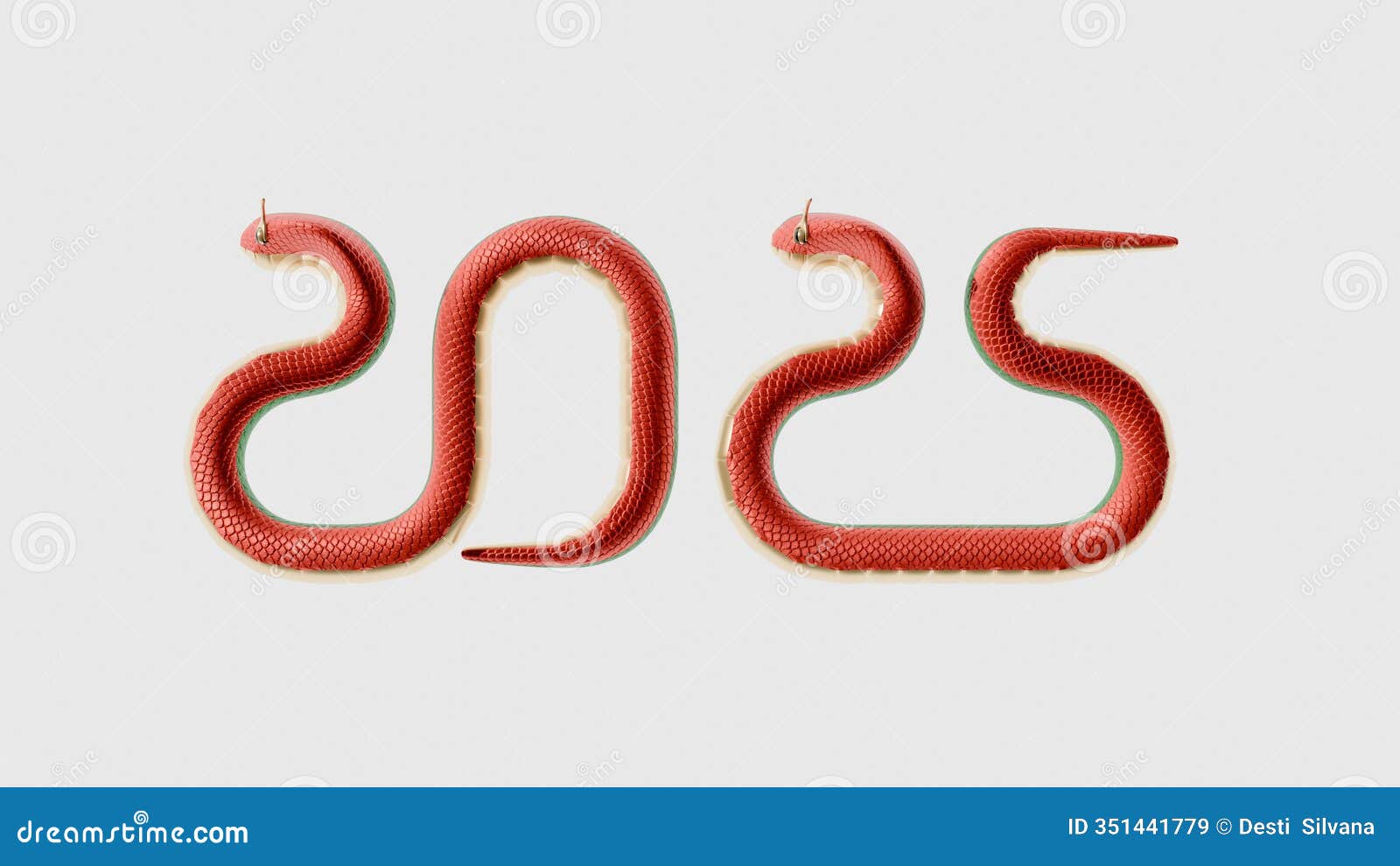 2025 Chinese New Year of Serpent Front View 3D Render Illustration ...