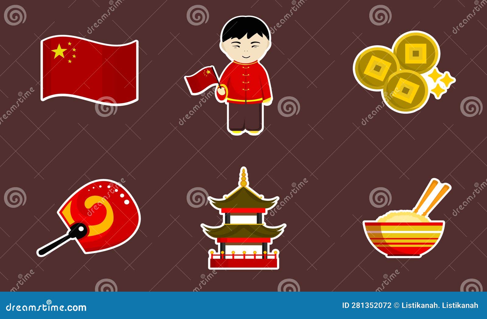 Cute Chinese New Year Sticker Set Collection Design Stock Vector ...