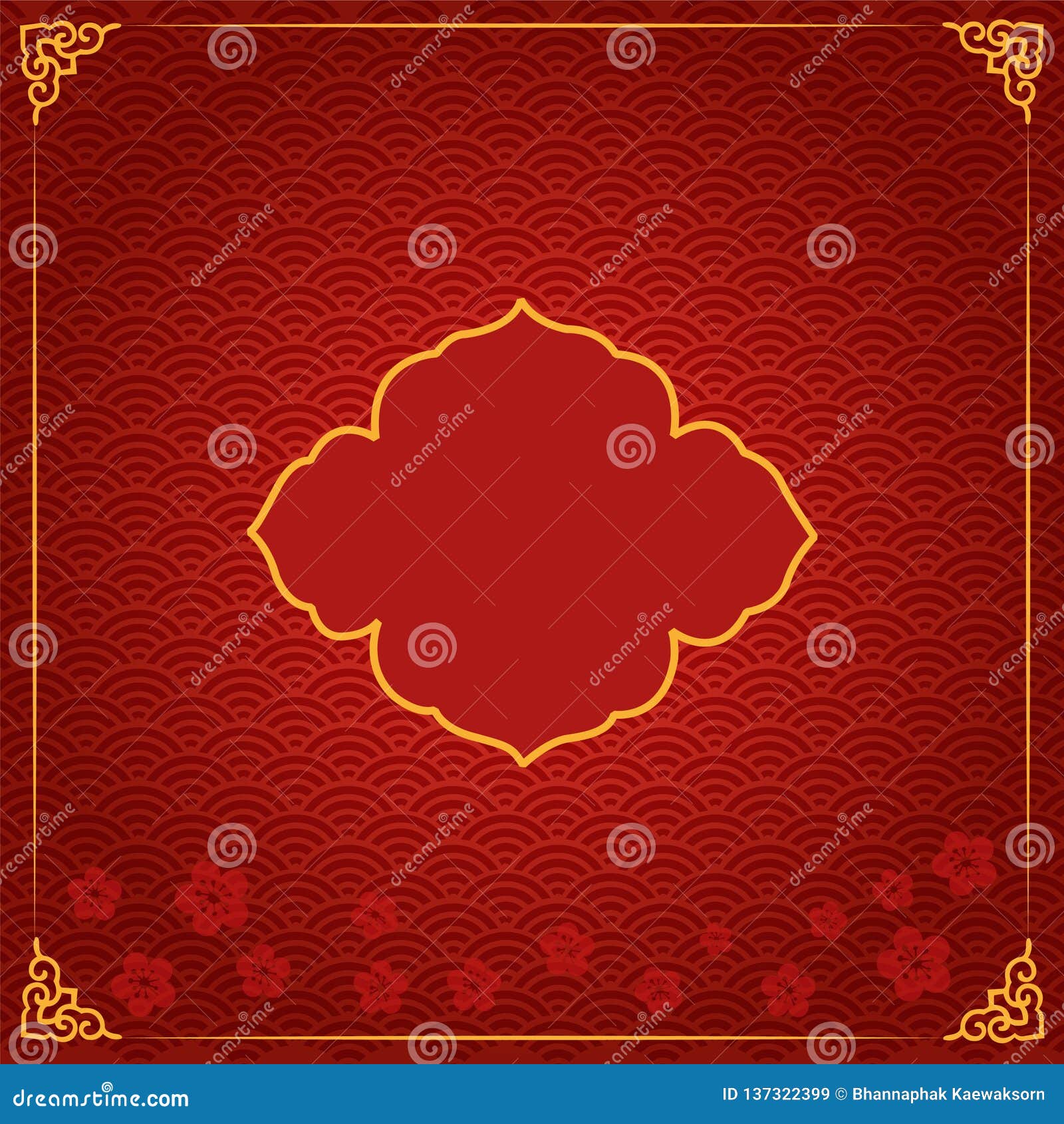 Chinese New Year Traditional Template with Red Stock Vector ...