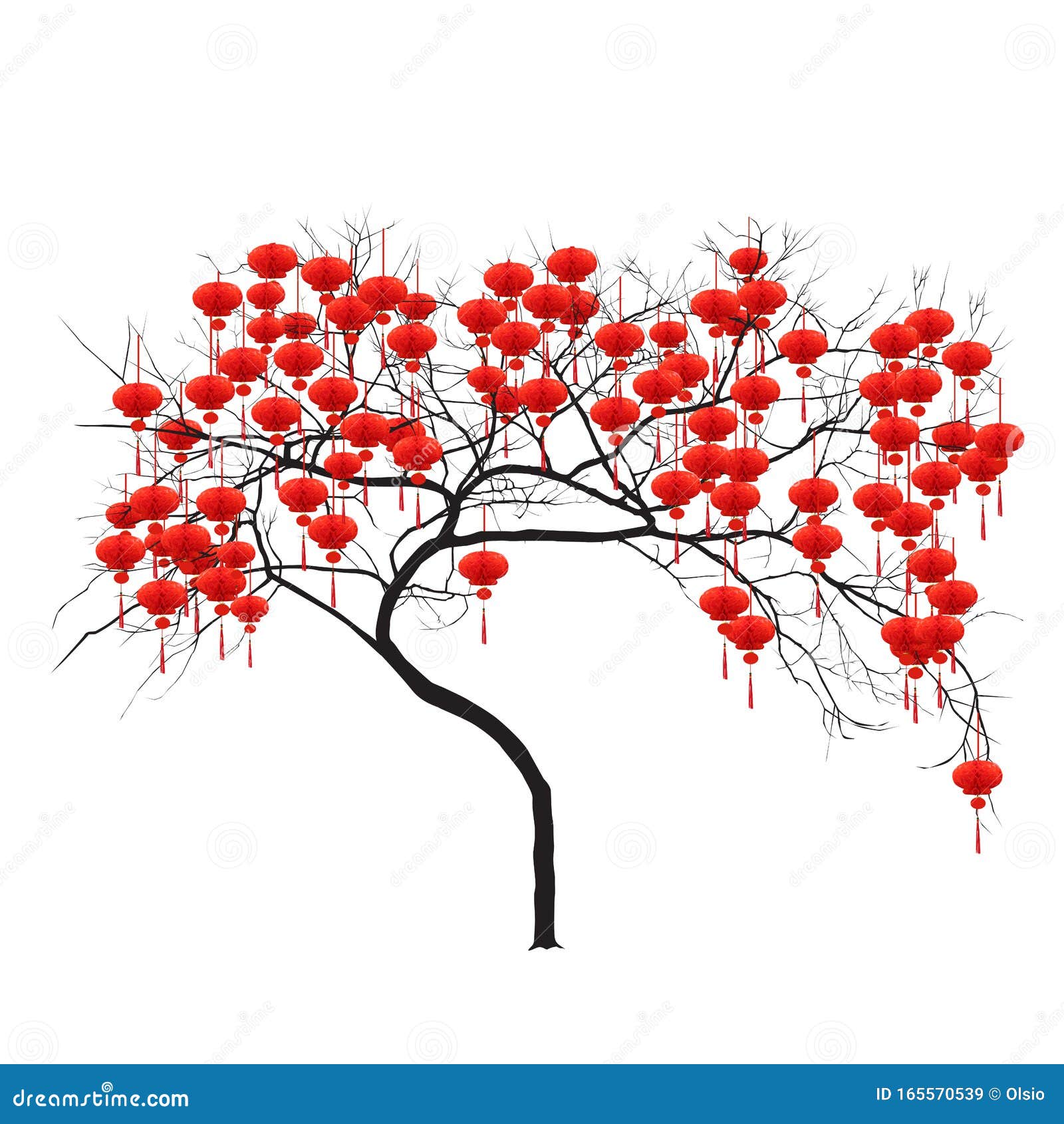 Chinese New Year - Tree with Red Flashlights Stock Vector ...