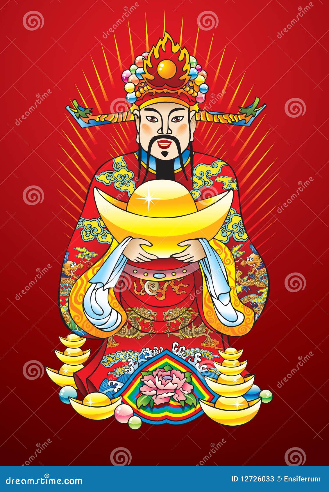 Chinese Nieuwe Jaargod Van Rijkdom Vector Illustratie - Illustration of ...