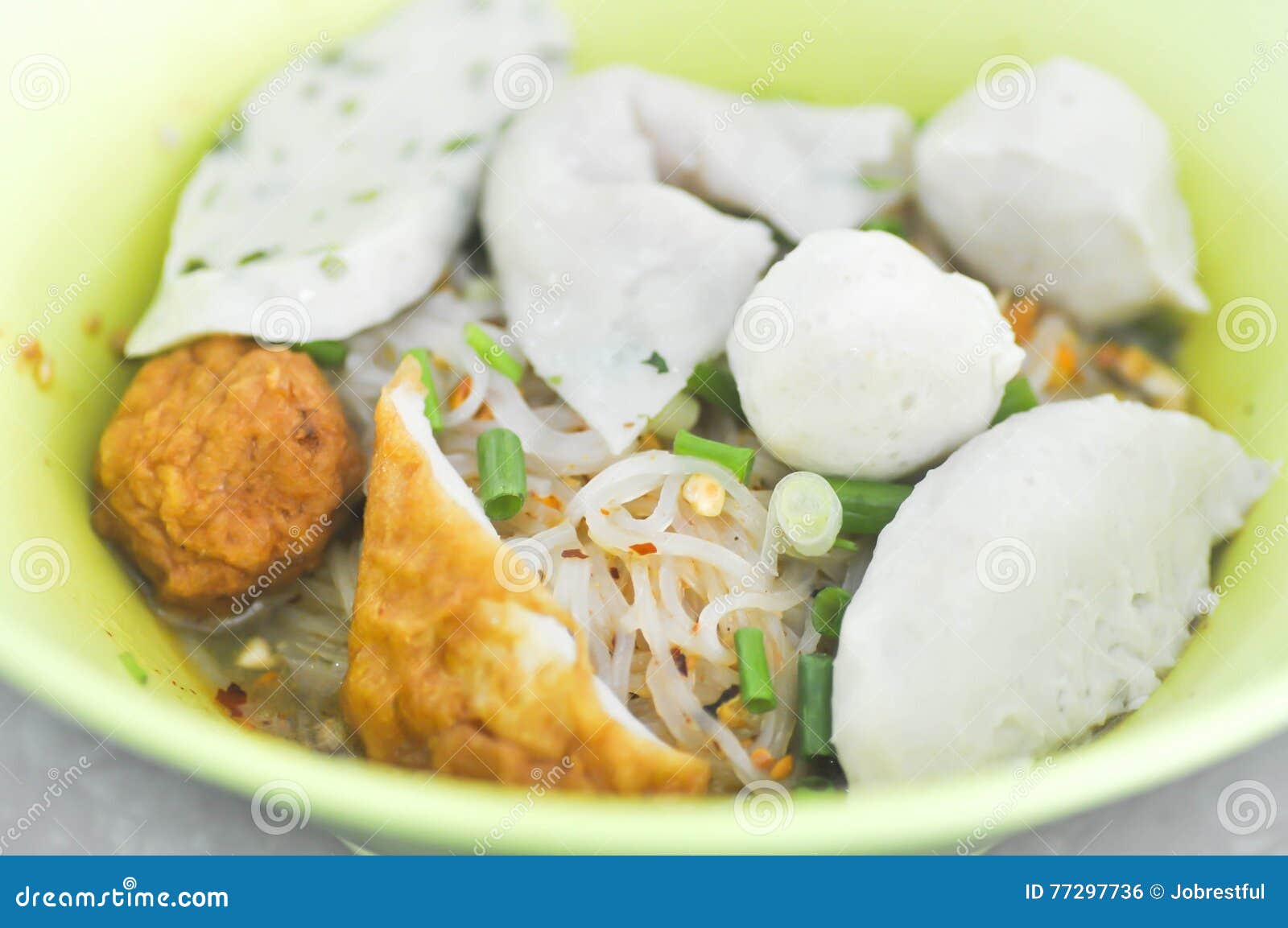 Chinese Noodle or Noodles with Fish Ball Stock Photo - Image of curd ...